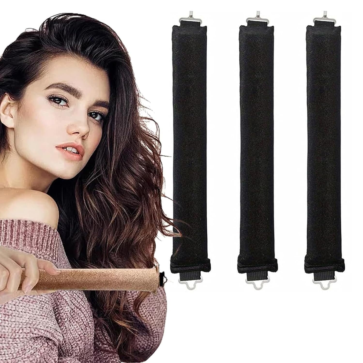 T-T 3PCS No Heat Hair Curling Kit for Long Hair Heatless Hair Curler ...