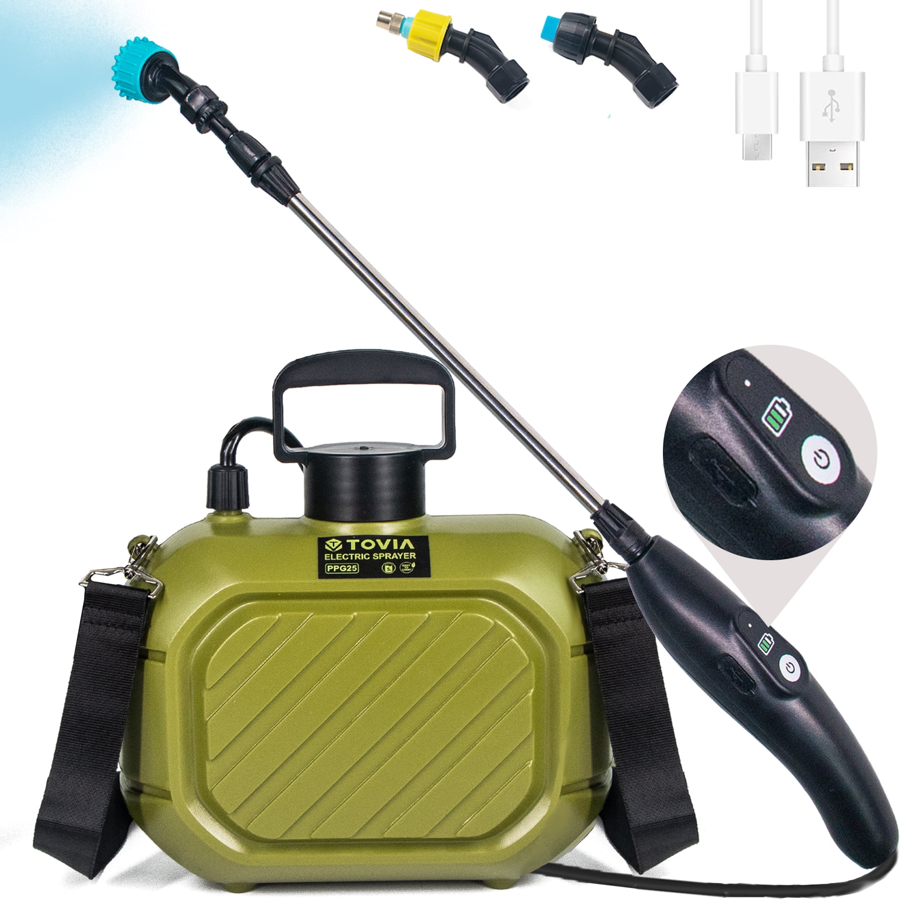 T TOVIA Electric Plant Sprayer, 1.35 Gallon/5L Battery Powered Sprayer ...