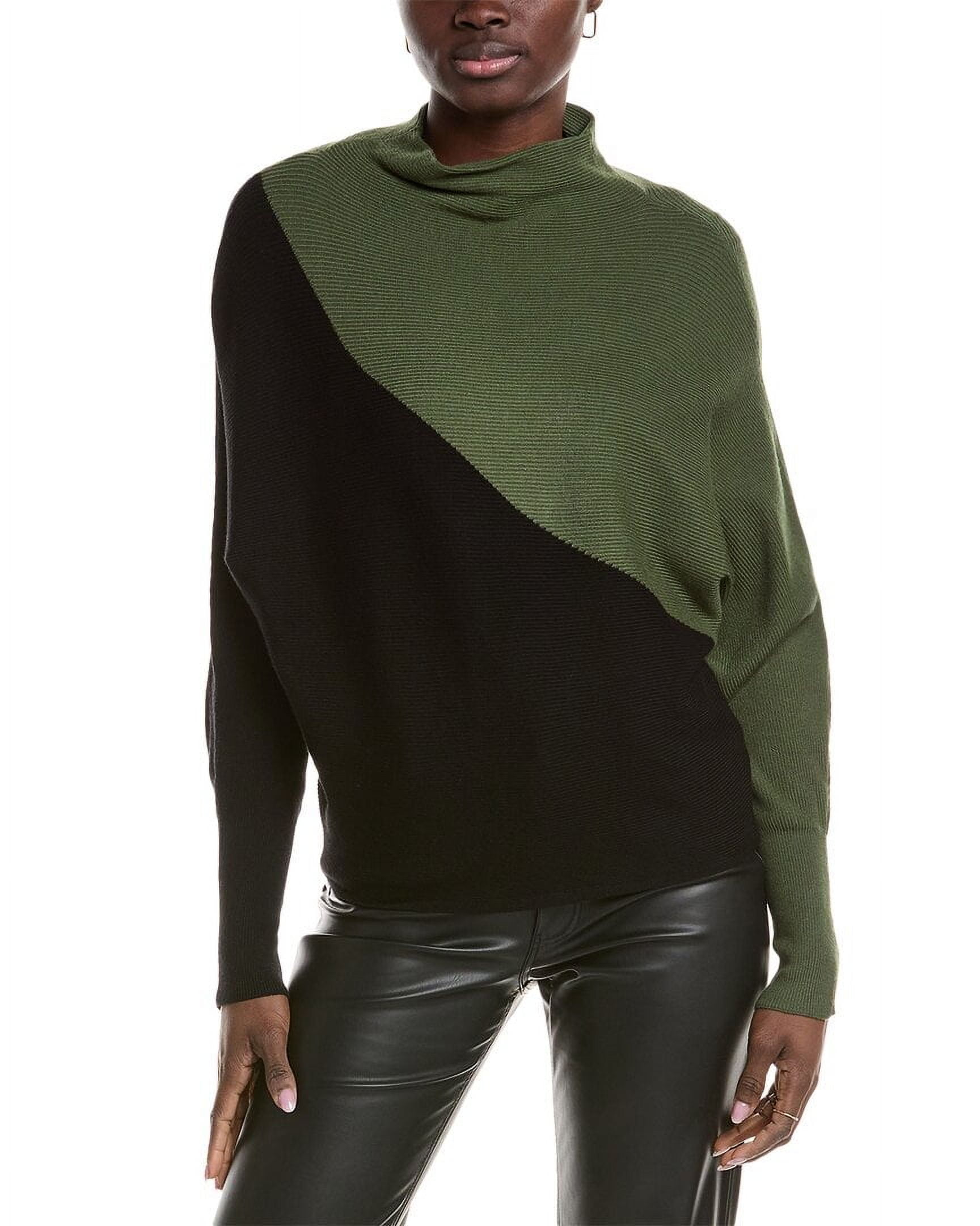 T Tahari womens Funnel Neck Colorblock Sweater, XL, Green - Walmart.com