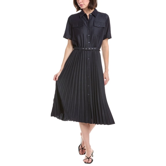 T Tahari womens Pleated Midi Dress, 14, Blue - Walmart.com