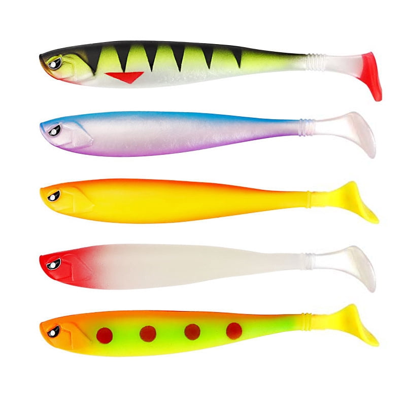 T-Tail Soft Fish 12Cm/10G With Grooves On The Back Rainbow Fish Pvc ...