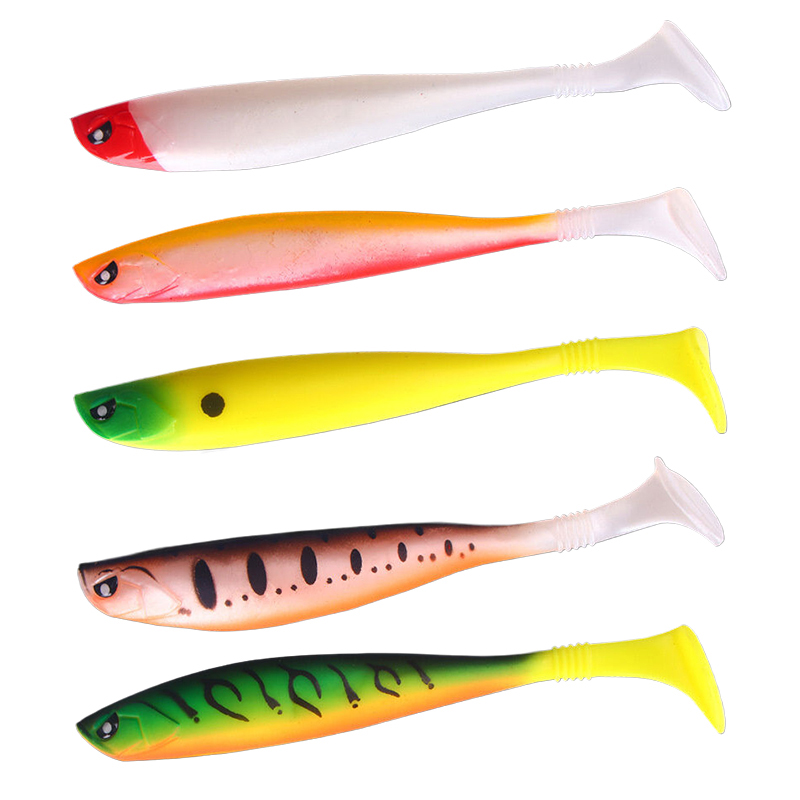 T-Tail Soft Fish 12Cm/10G With Grooves On The Back Rainbow Fish Pvc ...