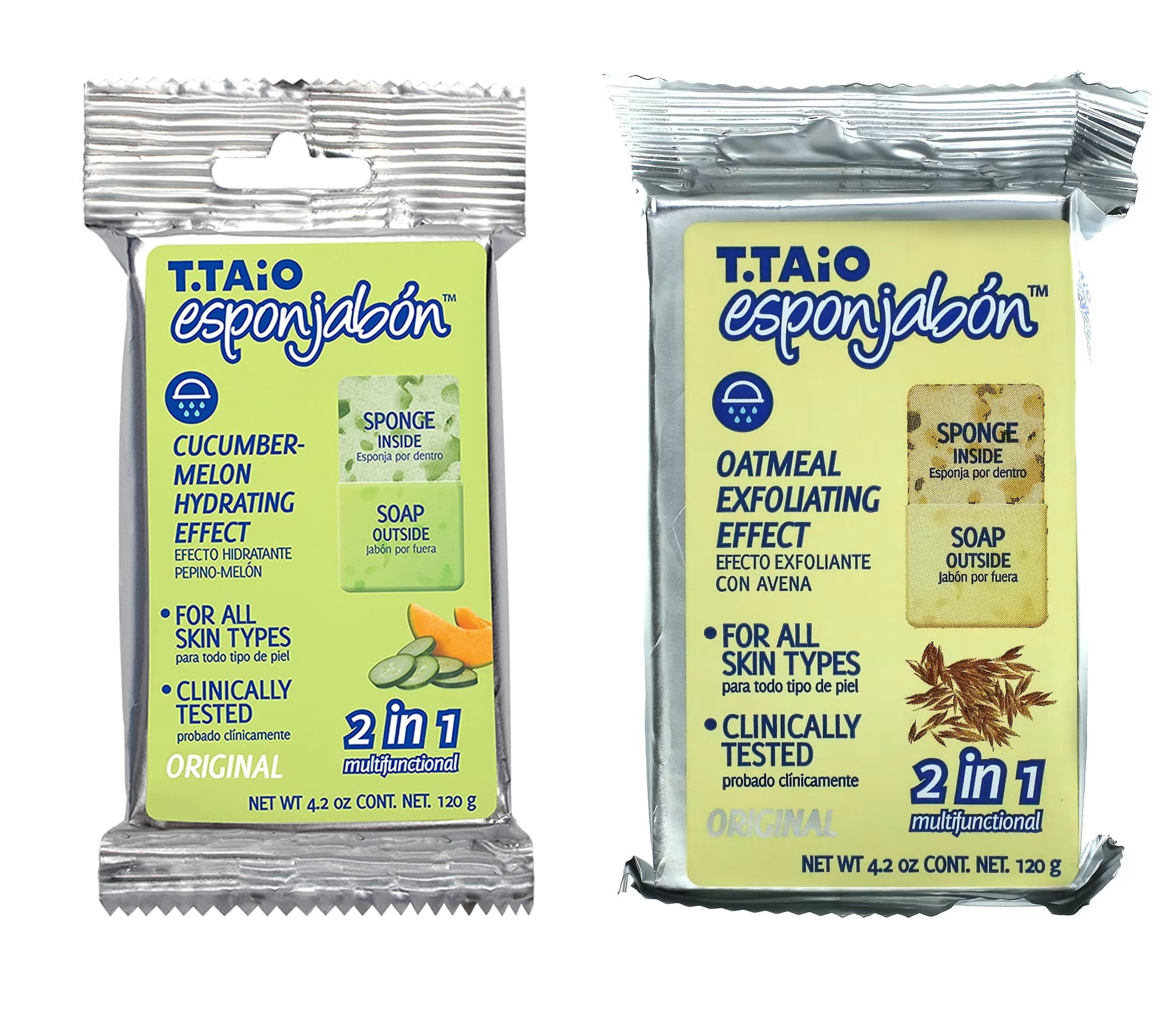 T.Taio Esponjabon 2 in 1 Soap Sponge, Cucumber Melon and Oatmeal ...