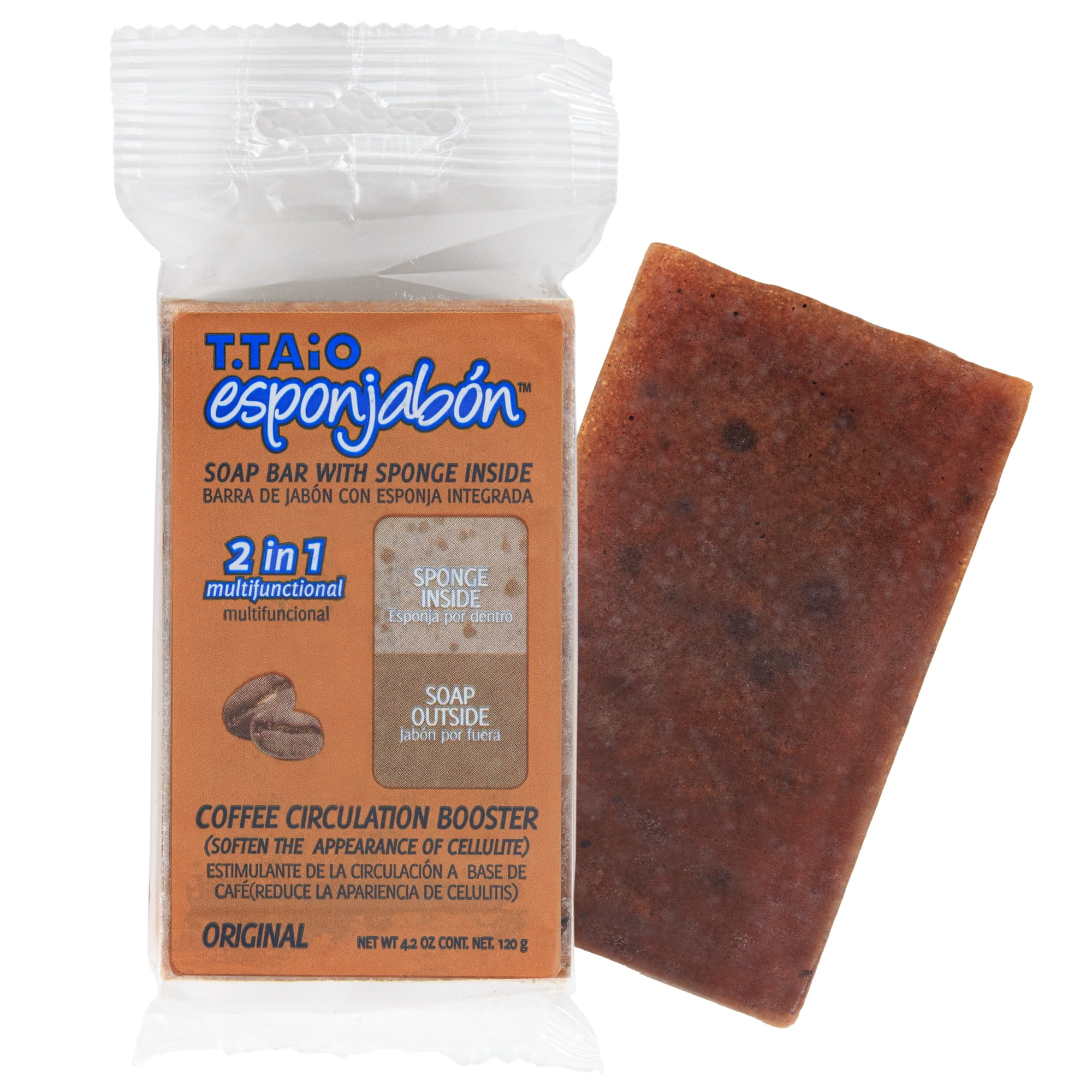 T. Taio Esponjabon Body Cleansing Sponge Infused with Soap, Coffee for ...