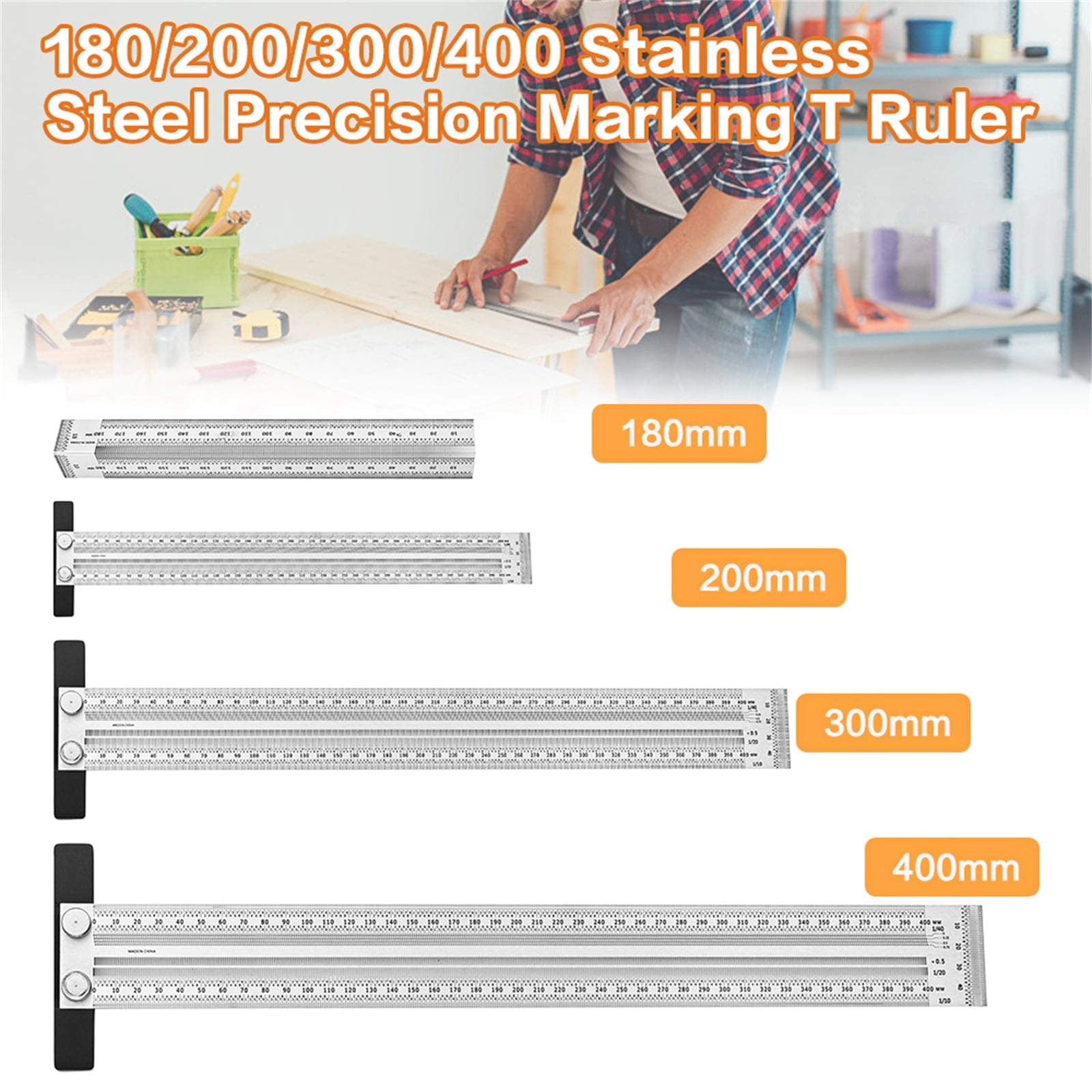 T Type Square Ruler 180mm/200mm/300mm/400mm High-precision Aluminum ...