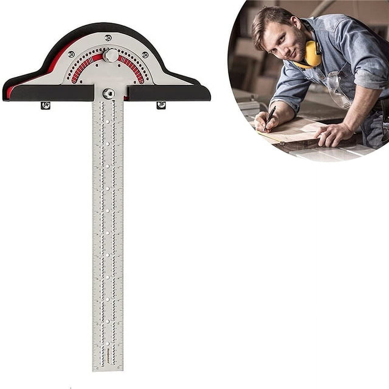T-Type Woodworkers Edge Rule Protractor Woodworking Ruler Angle Measure ...