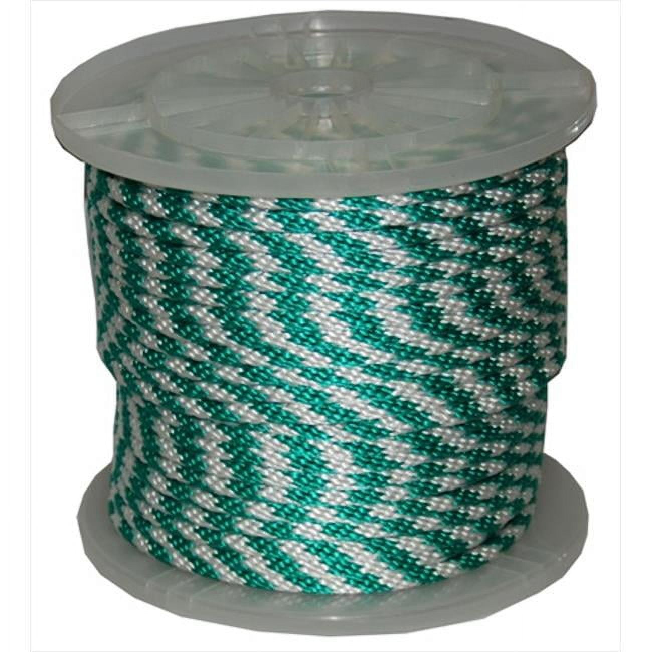T.W . Evans Cordage 3/8" X 100' GREEN & WHITE SOLID BRAID PROPYLENE MFP ...