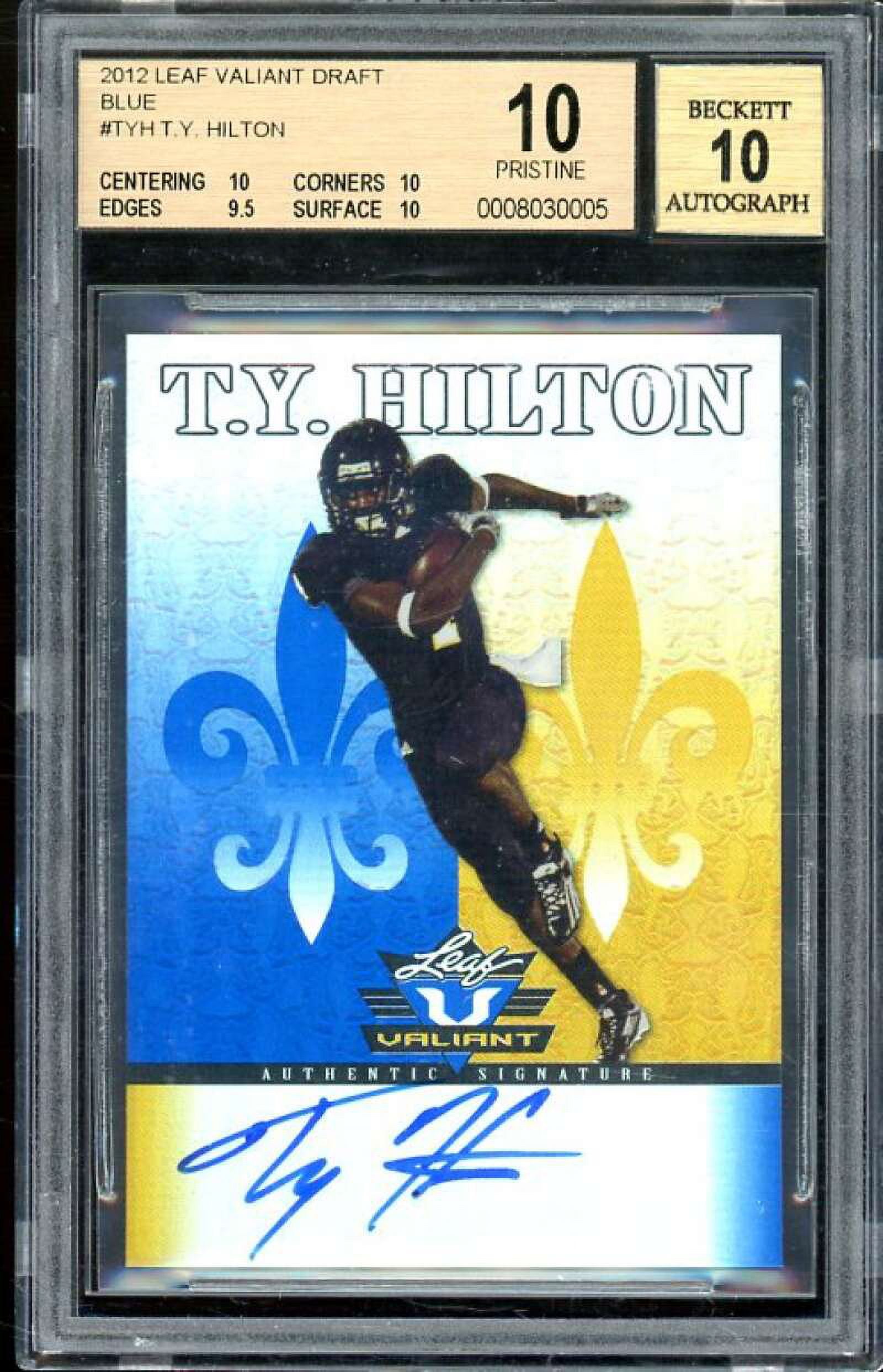 T.Y. Hilton Rookie 2012 Leaf Valiant Draft Blue #TYH (PRISTINE) BGS 10 ...