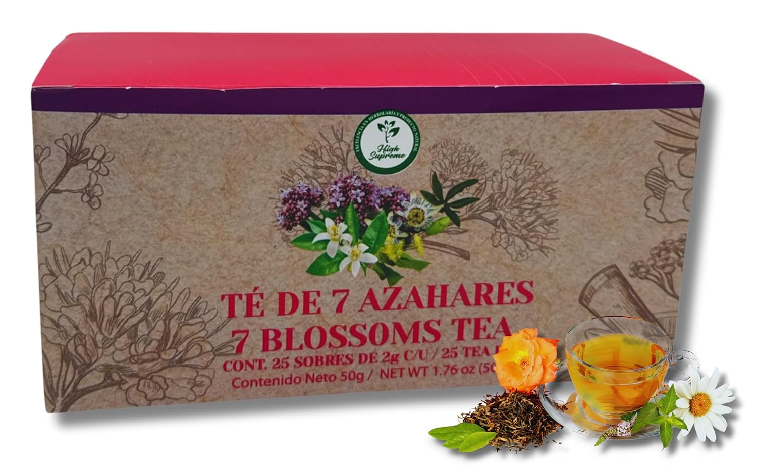 Té de 7 Azahares (7 Blossoms Tea) – 100% Natural, Vegan | 25 Tea Bags ...