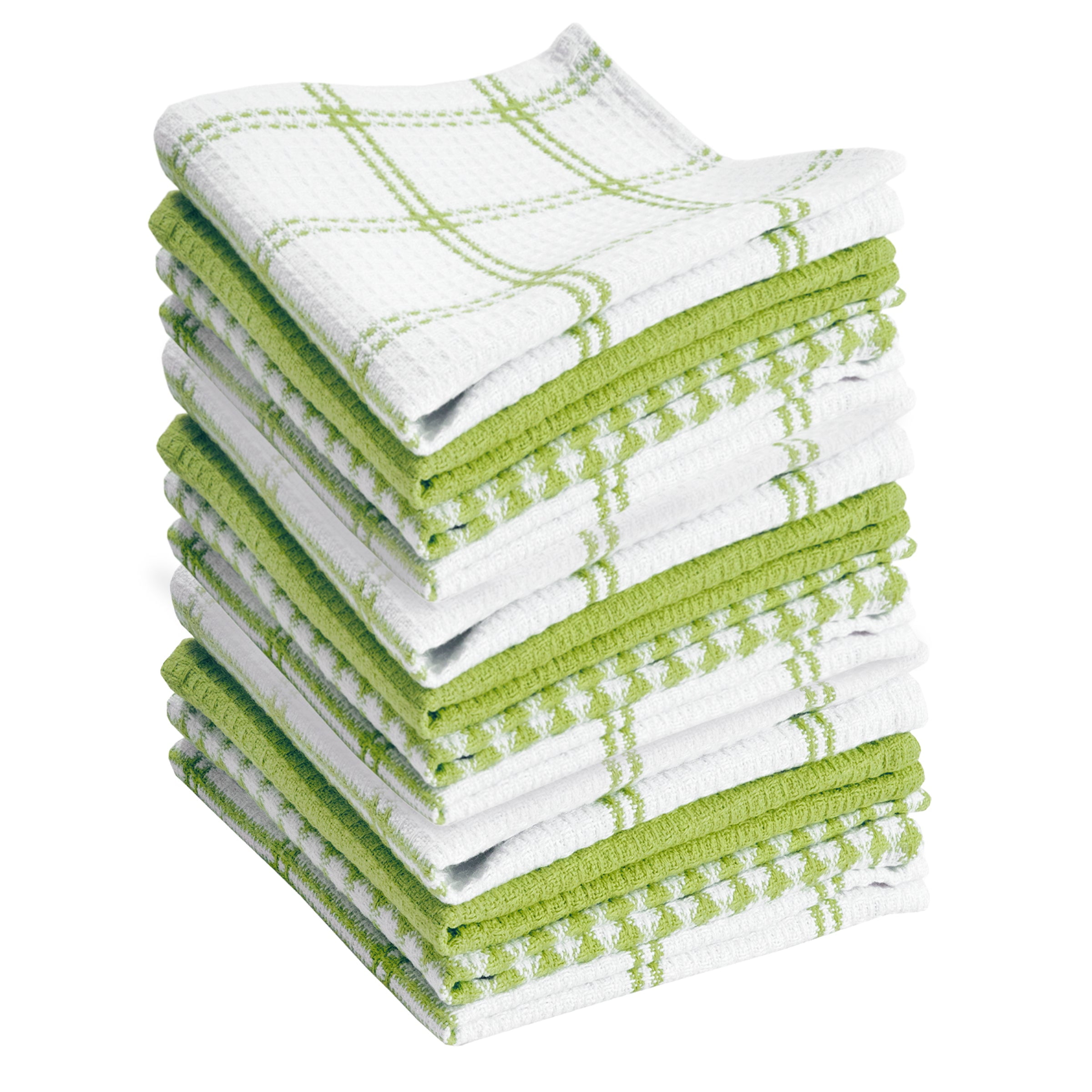 T-fal Coordinating Flat Waffle Weave Dish Cloth, Twelve Pack, Green ...