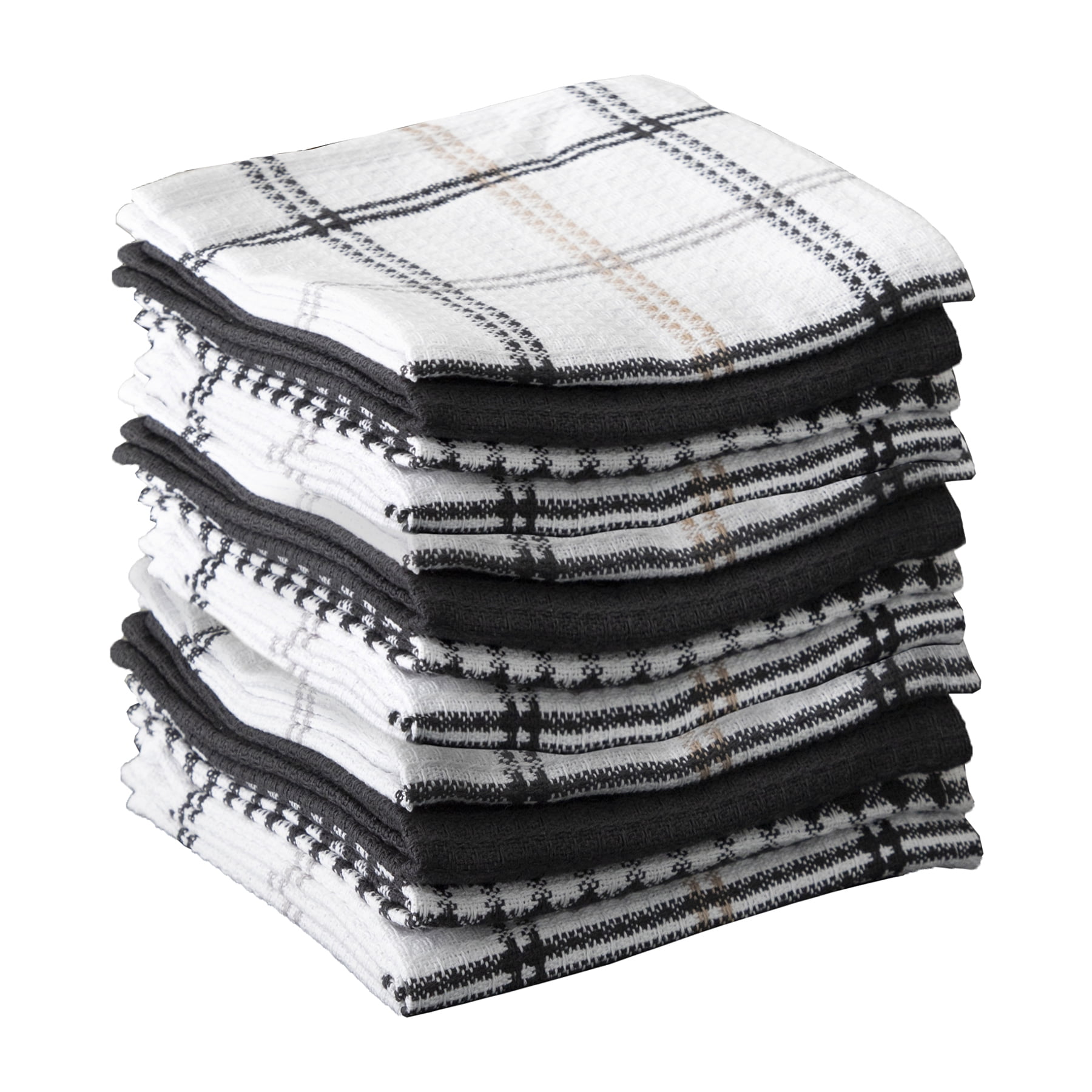 T-fal Coordinating Flat Waffle Weave Dish Cloth, Twelve Pack, Neutral ...