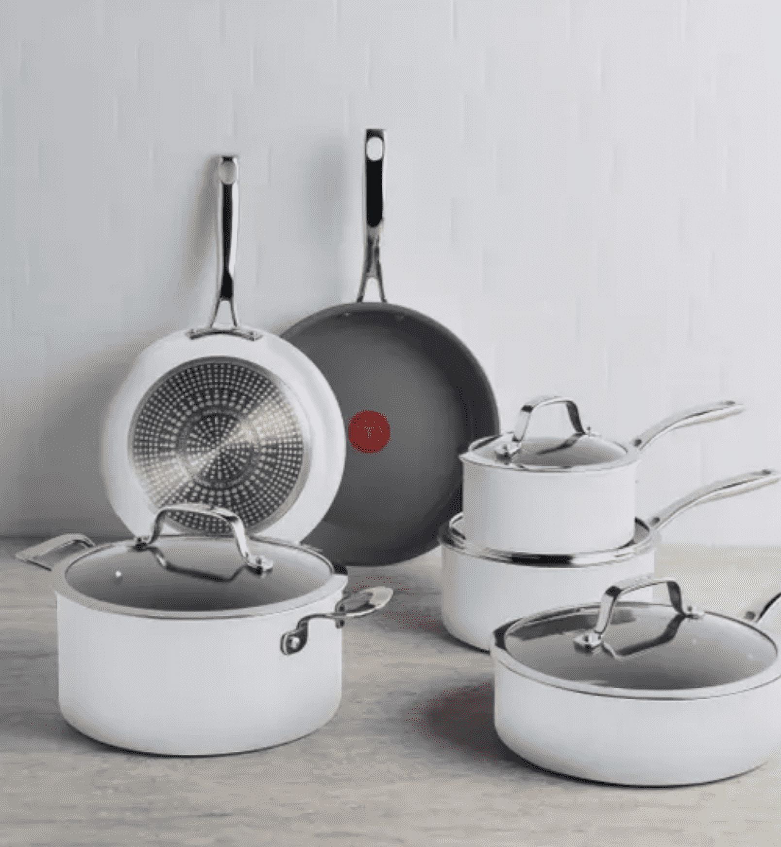 T-fal Excellence Ceramic Non-Stick Cookware Set, 10-Piece - White ...