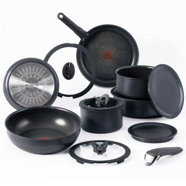 T-fal Ultimate 17 Piece Titanium Nonstick Cookware Set with Heat ...