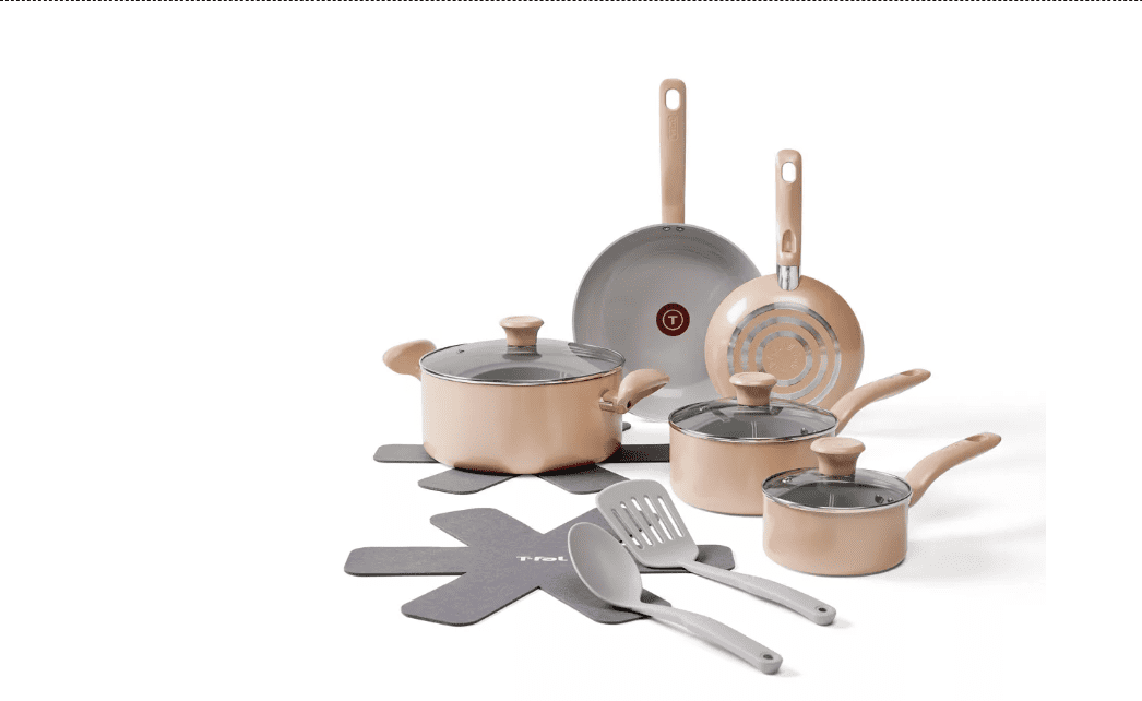 T-fal Simply Cook 12 Piece Ceramic Non-stick Recycled Aluminum Cookware ...