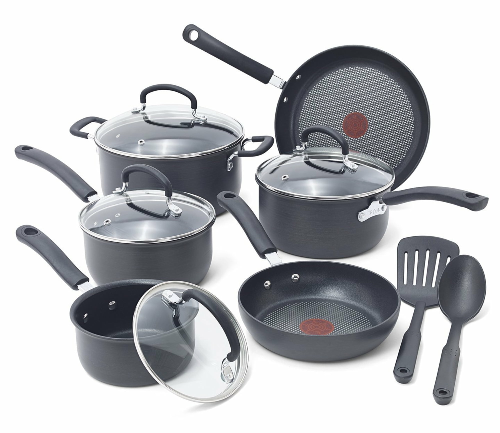 T-fal, Hard Anodized Titanium Cookware Set, 12 Piece, Grey - Walmart.com