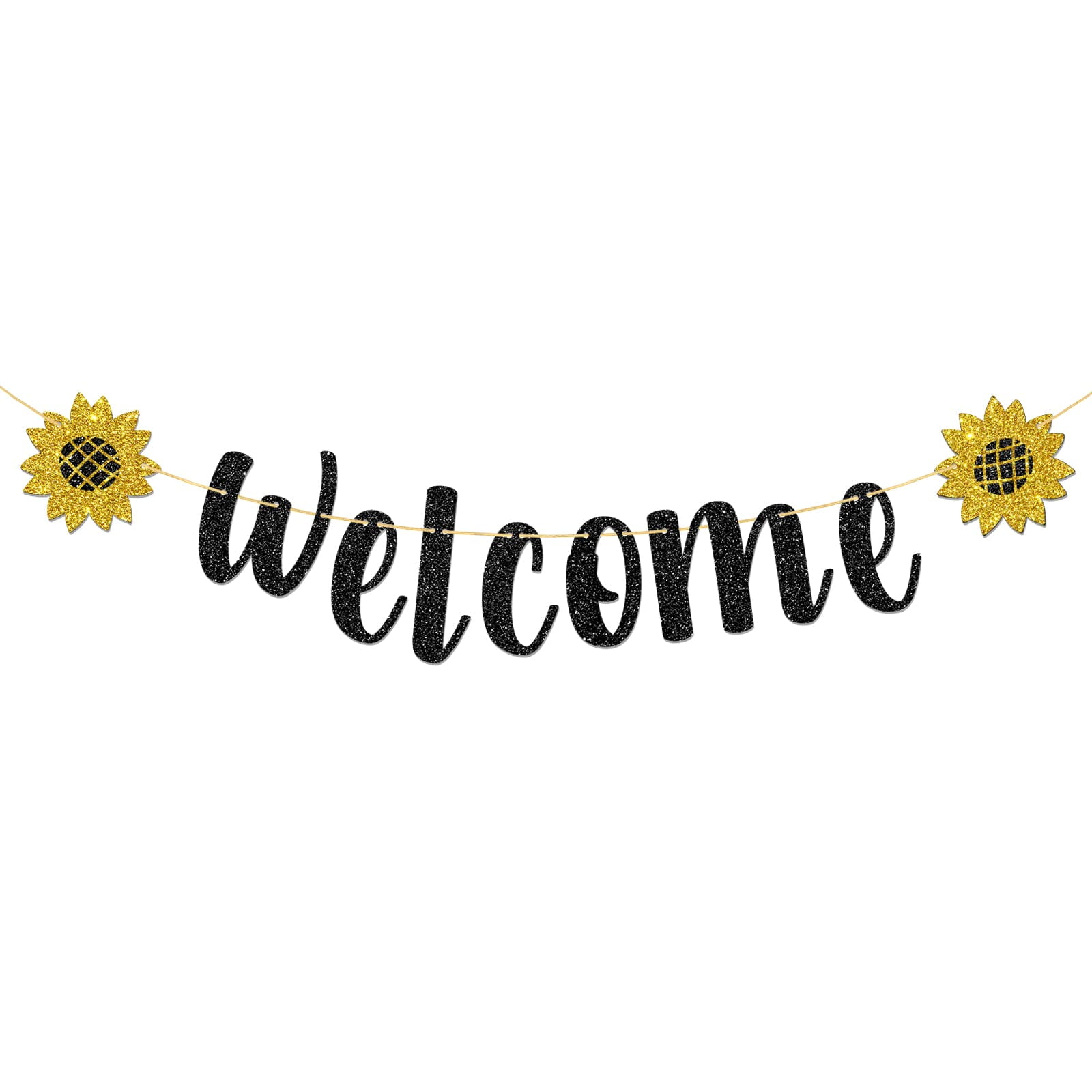 T-minimalist Welcome Banner, Black ZS23 Glitter Hanging Sign Party ...