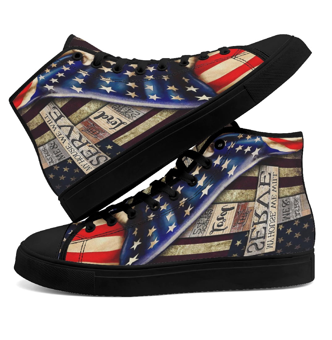 T rex Dinosaur American flag High Top Canvas Shoes Sneakers - Walmart.com