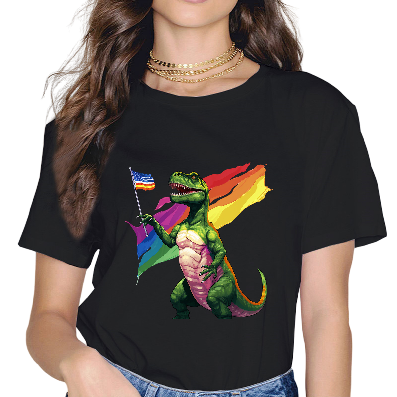 T-rex Dinosaur LGBT Flag Pride Support T-Shirt - Walmart.com