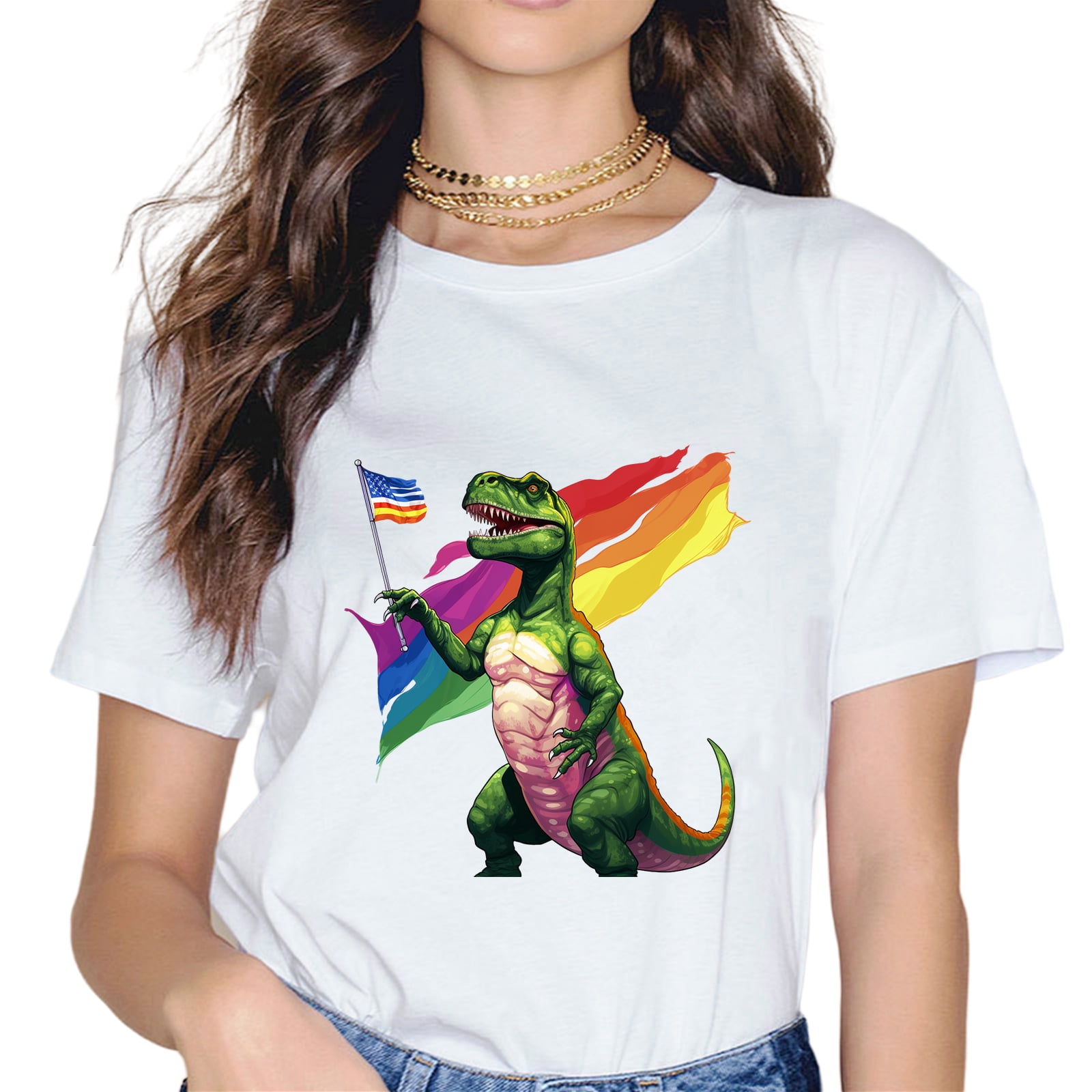 T-rex Dinosaur LGBT Flag Pride Support T-Shirt - Walmart.com
