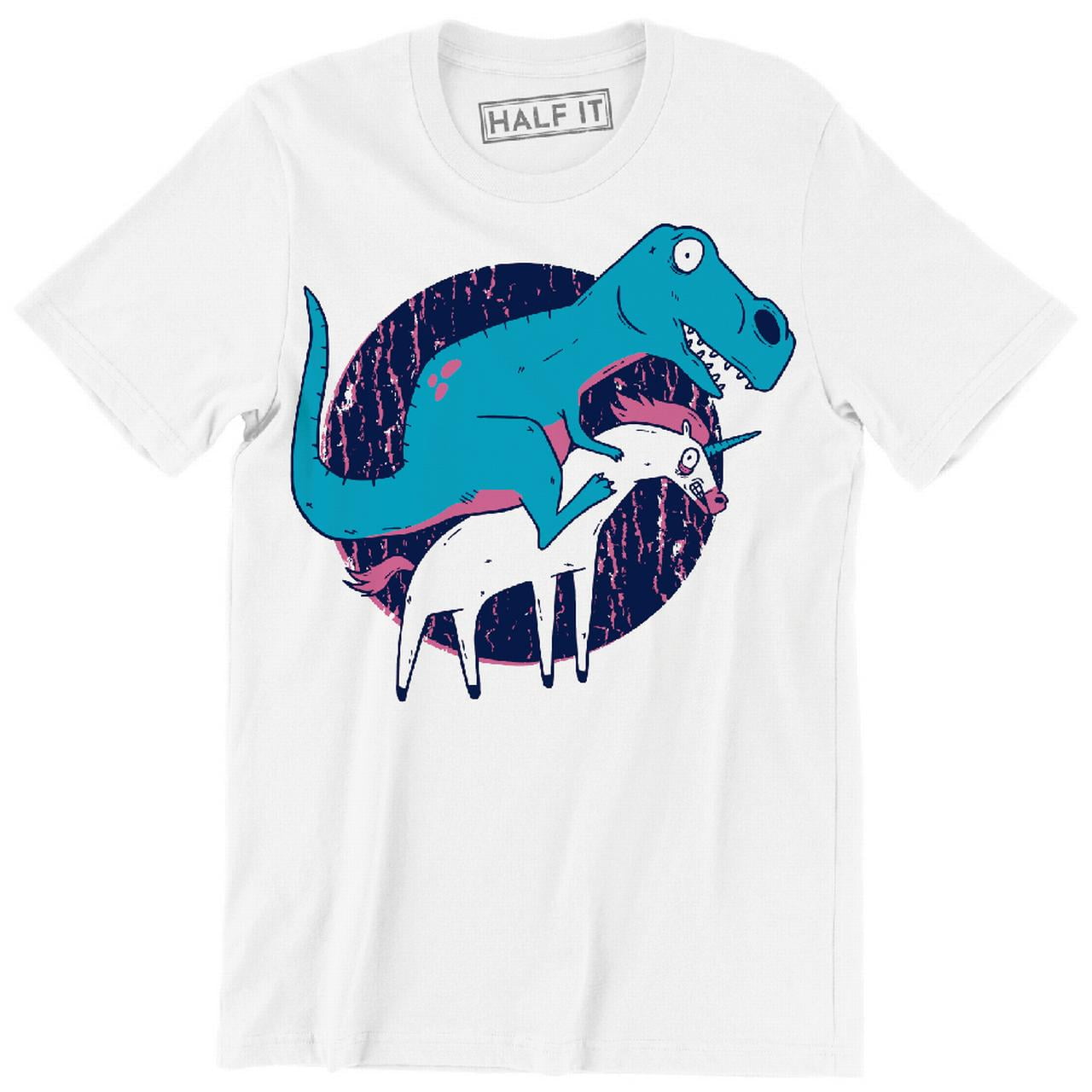 T-rex Riding A Unicorn Funny Cartoons Animal Men's Gift T-Shirt ...