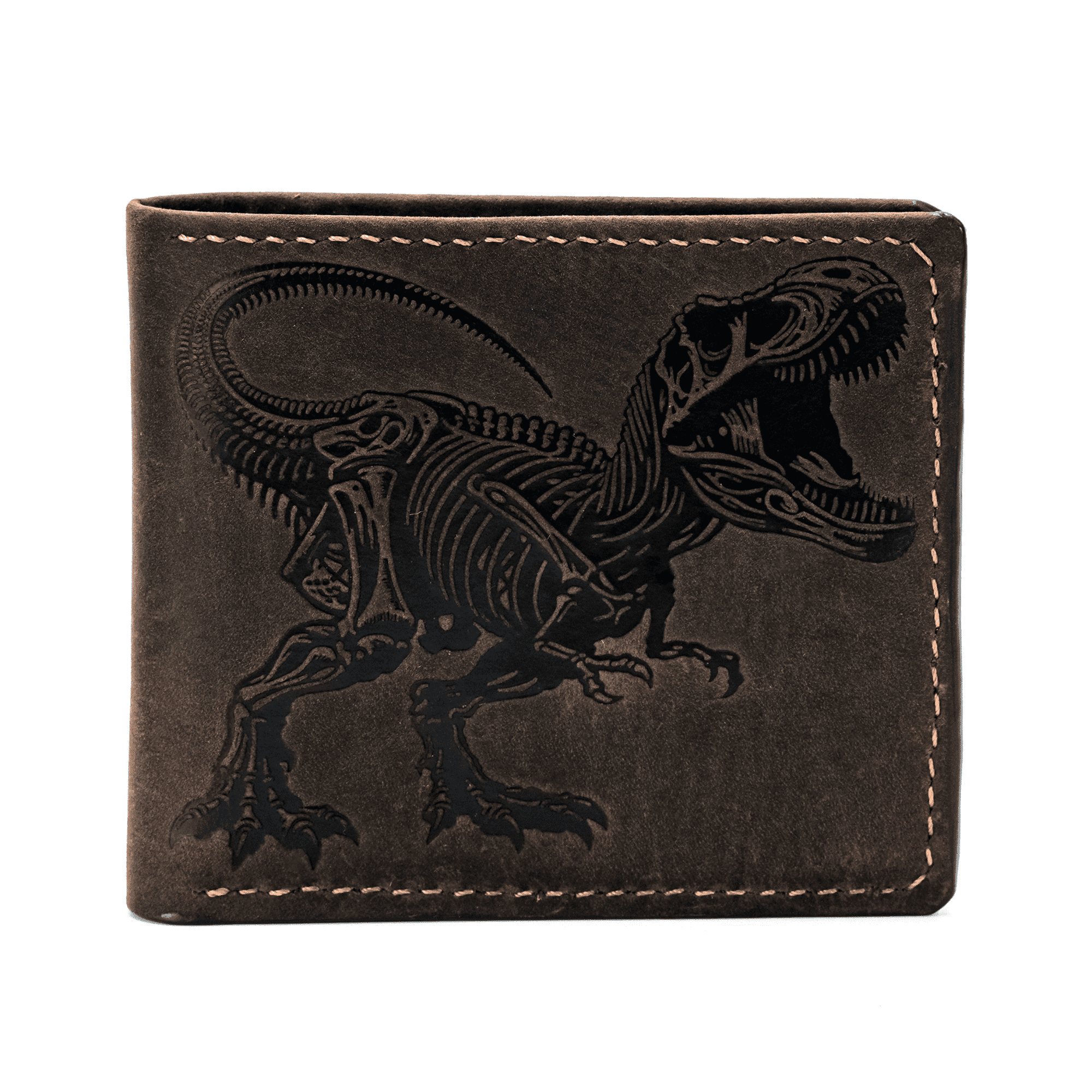 T-rex leather bifold wallet, Dinosaur skeleton leather wallet, skeleton ...