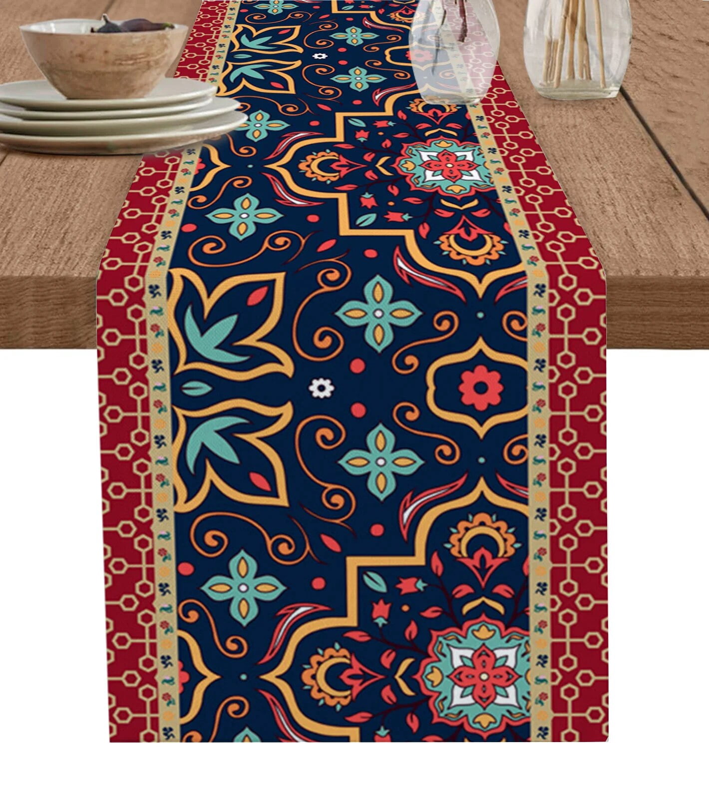 Türkiye Persian Pattern Vintage Pattern Geometry Table Runner Kitchen ...