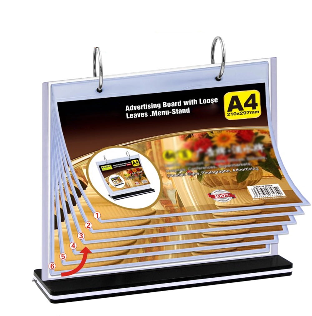 T-shaped multi-page flip acrylic sign holder, menu / photo ...