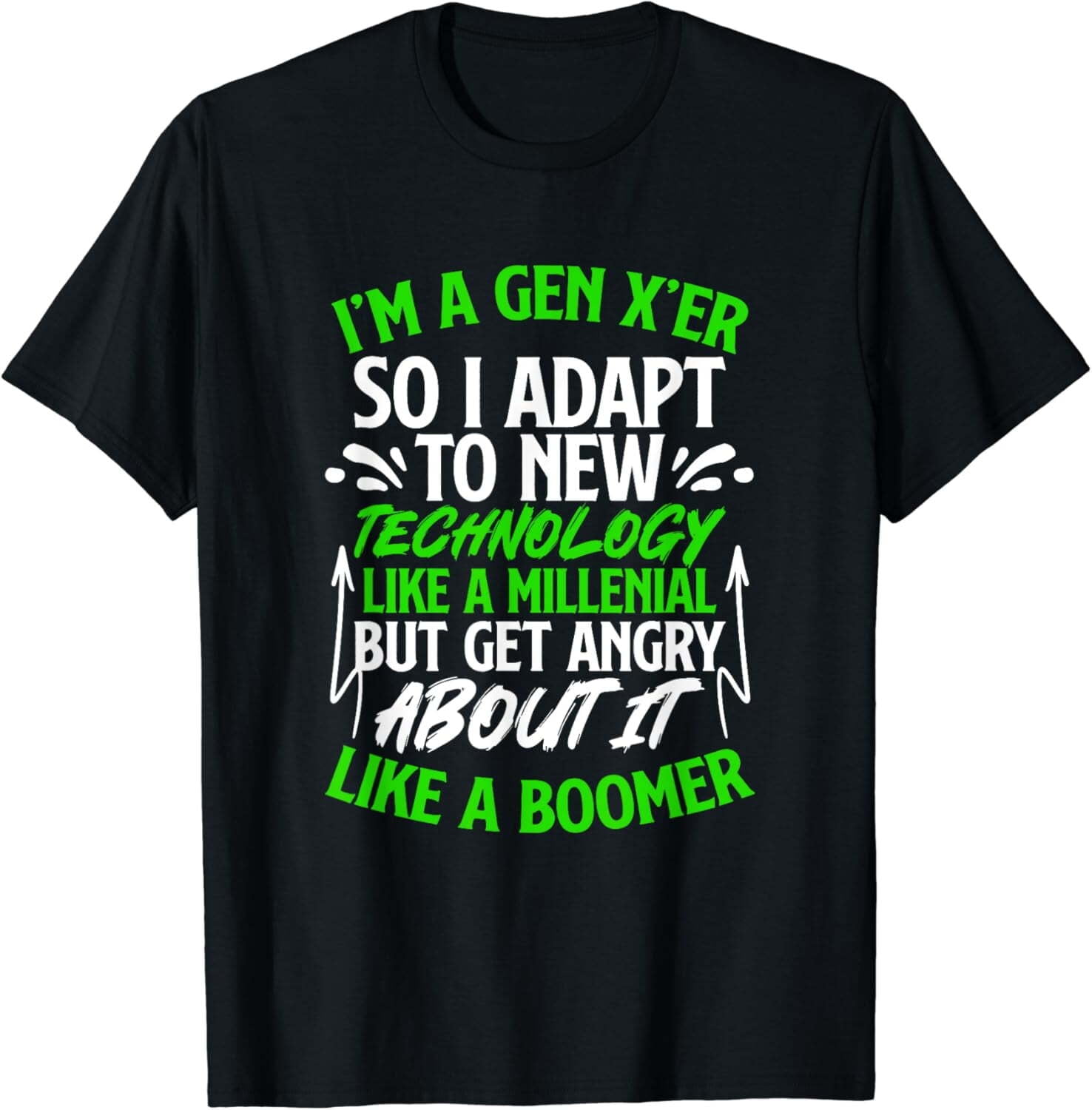 T-shirt Adapt To New Technology Humor Generation X Funny Gen X T-Shirt ...
