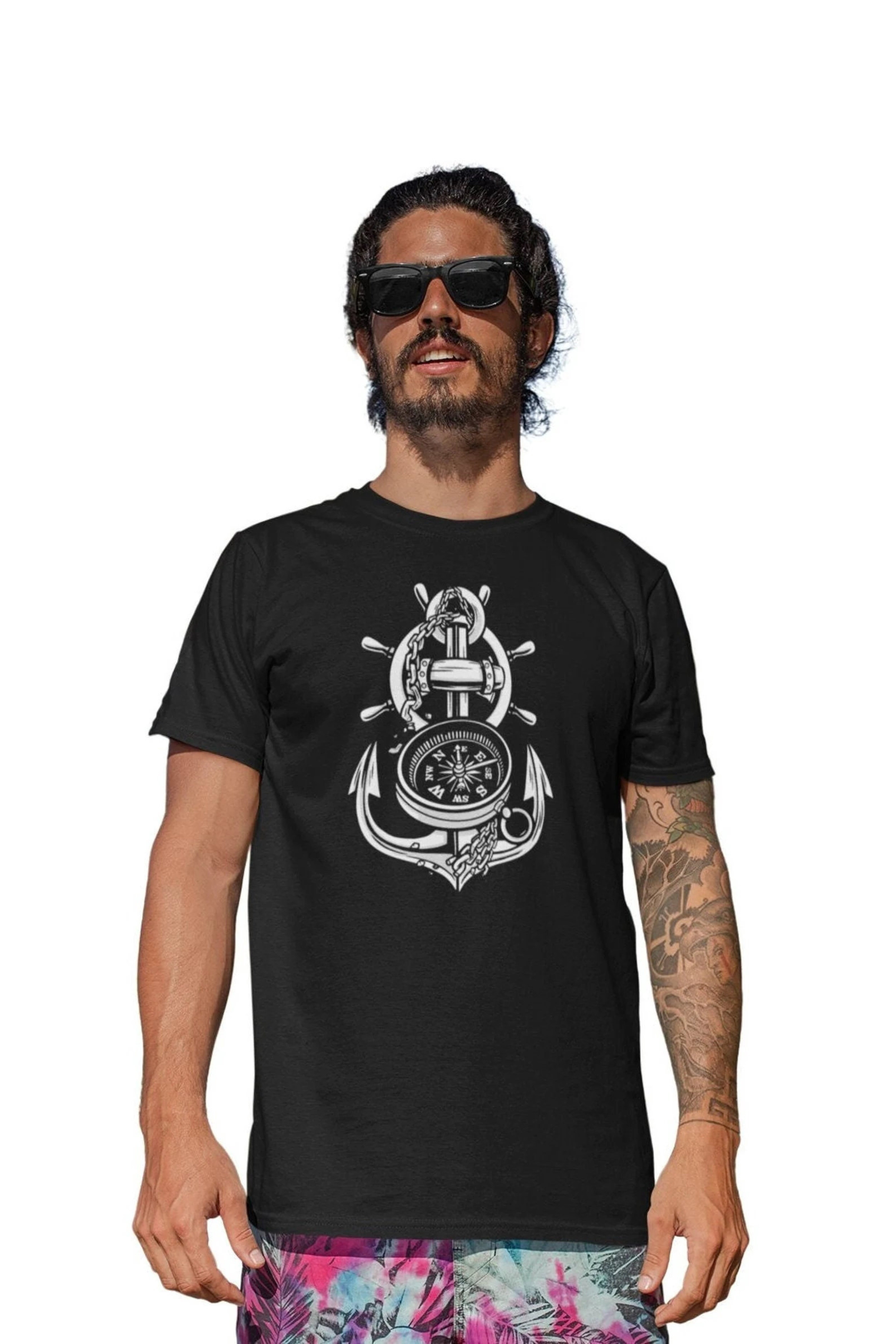 T-shirt Men Anchor Graphic Sailing Diving Tshirt Man Gift Birthday Sea ...