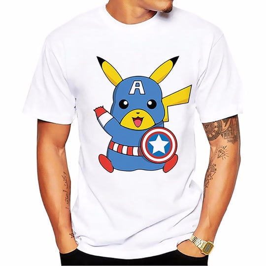T-shirt Pikachu Captain America Up to size 4XL - Walmart.com
