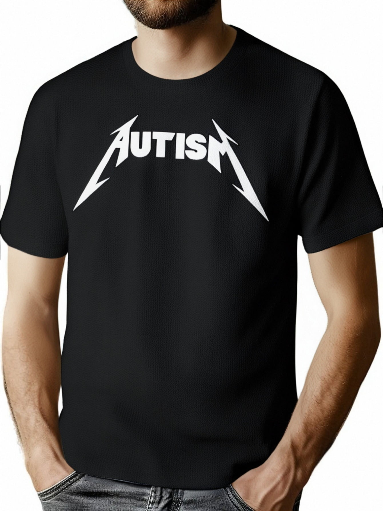 T-shirt décontracté à col rond pour homme avec motif de sensibilisation ...