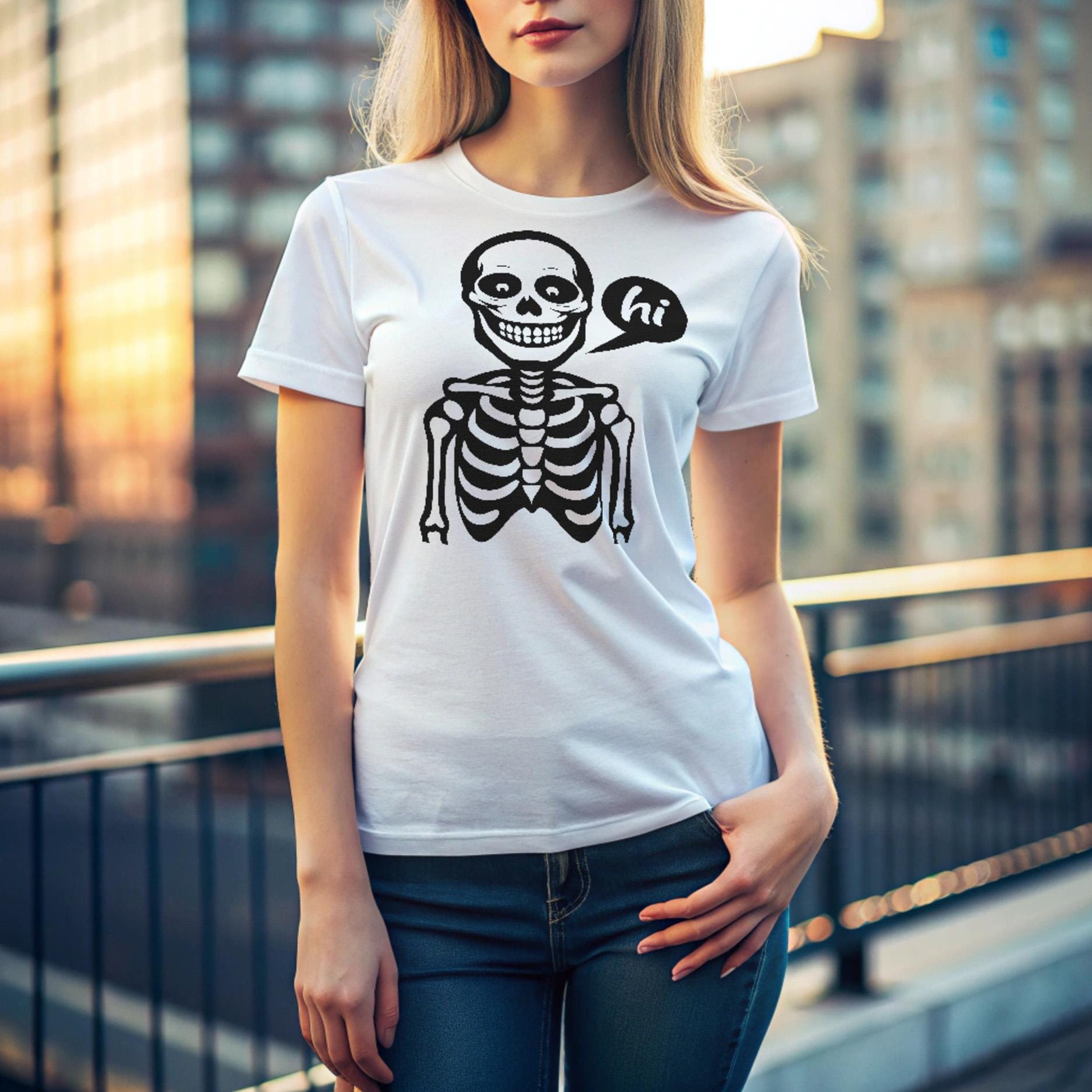 T-shirt design Positive Skeleton Says Hello SVG. T-shirt design, PNG ...