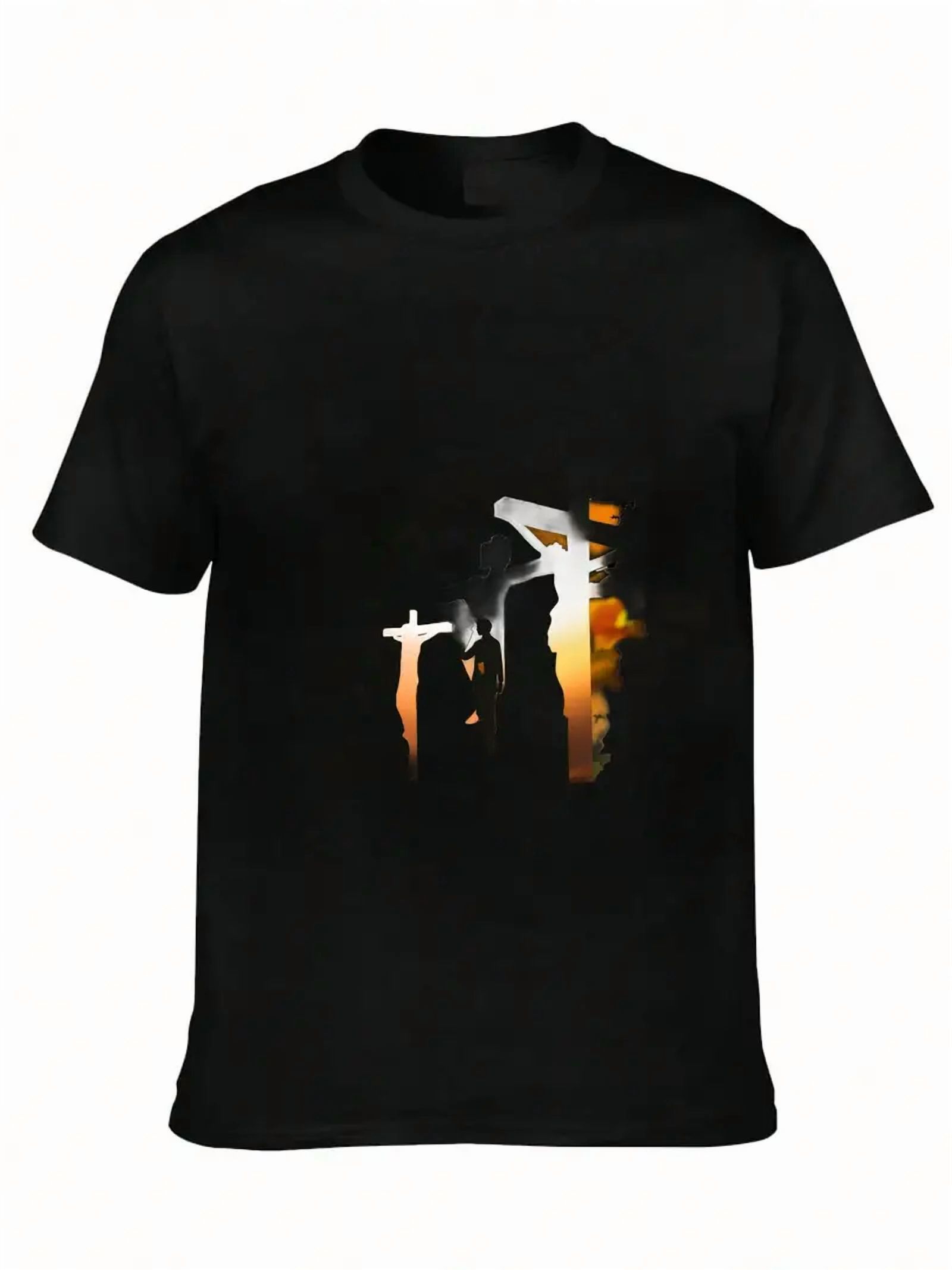 T-shirt for men The image depicts a silhouette of a person walking ...