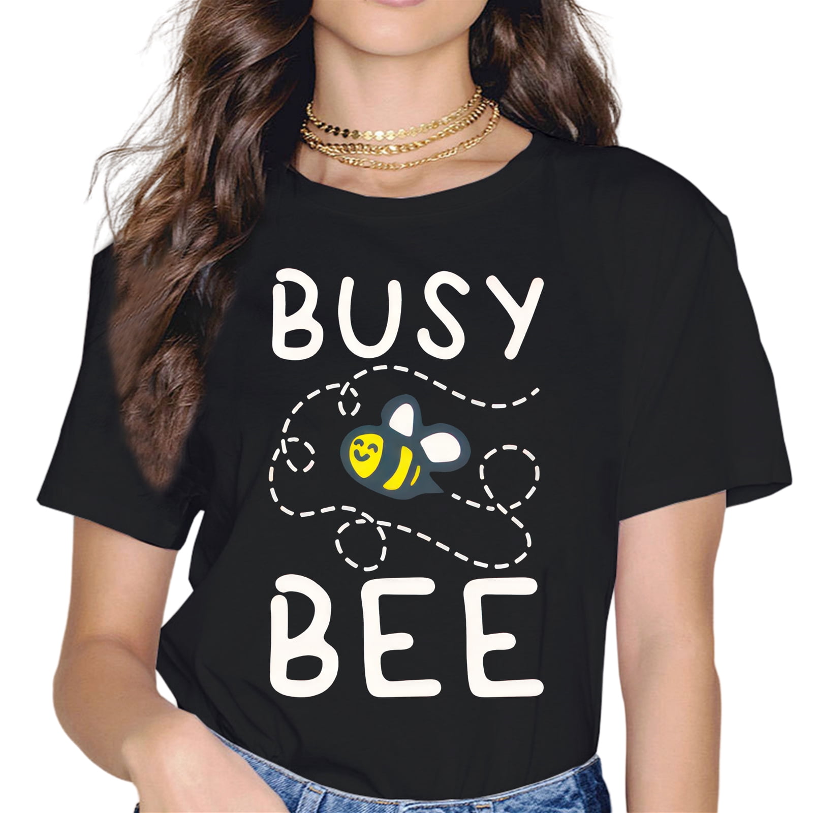 T-shirts For Women Summer Tee Shirt Female Busy Bee Casual Short Sleeve ...