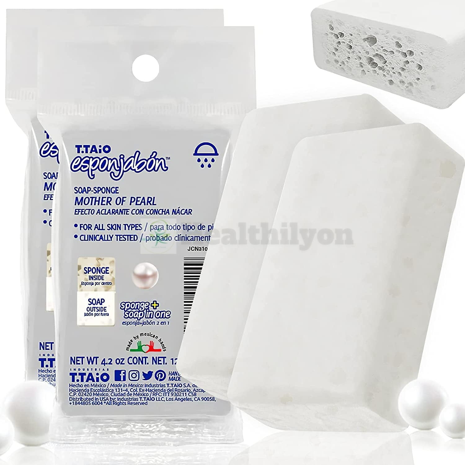 T.taio ESPONJABON Concha Nacar Soap Sponge, Ideal For All Skin Types, 2 ...