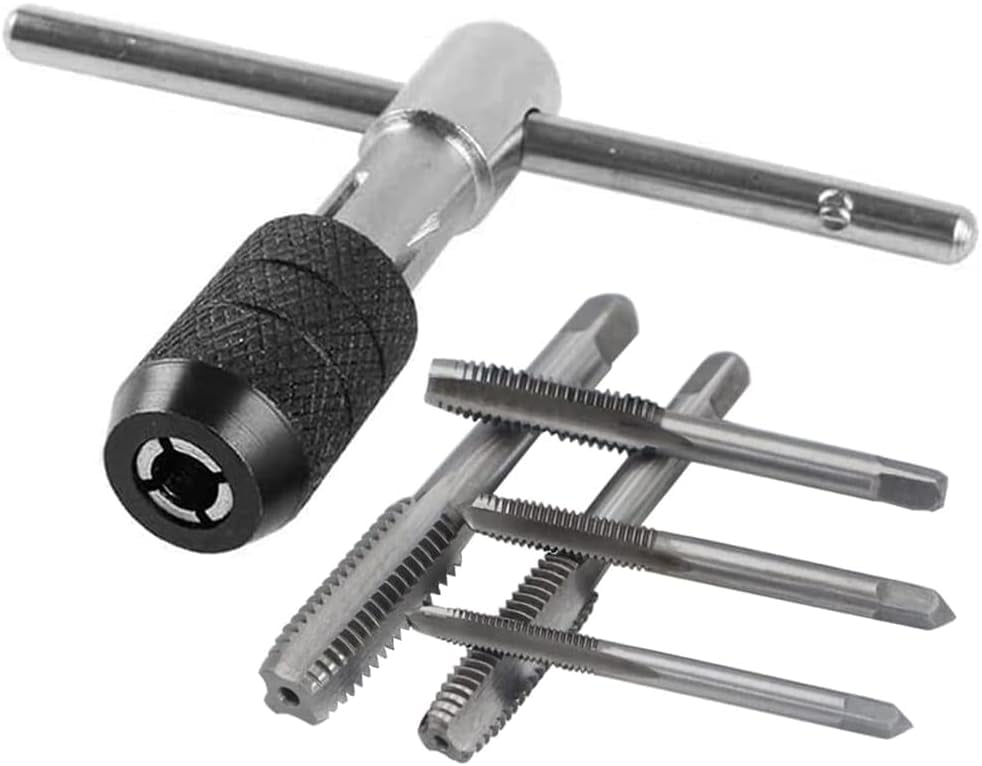 T-tap Wrench Set, Adjustable T-Handle Tap Ratchet Holder Wrench with Metric M3 M4 M5 M6 M8 Taps ...