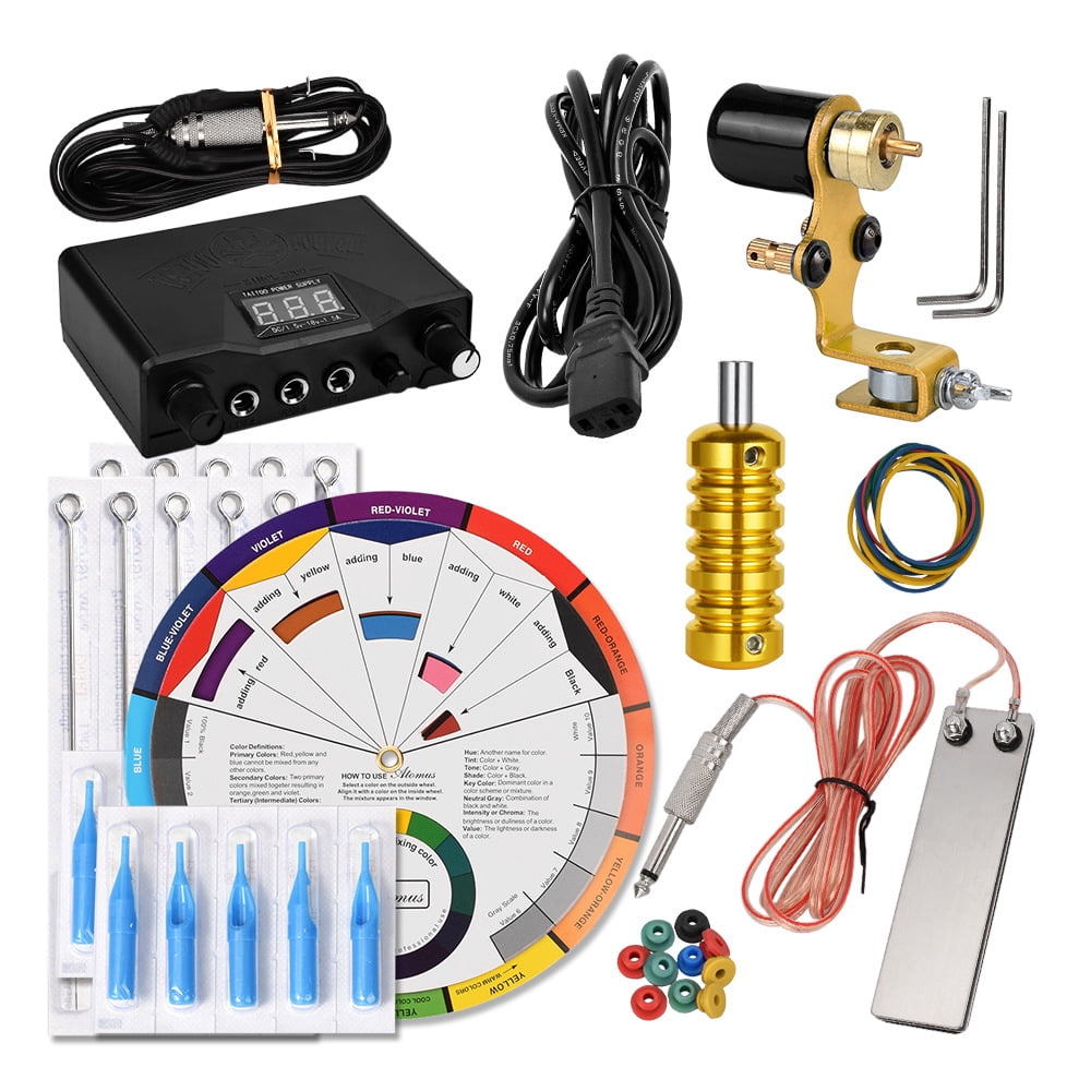 Tättoo Machine Kit with Color Wheel & Practice Set - Streamlined Design ...