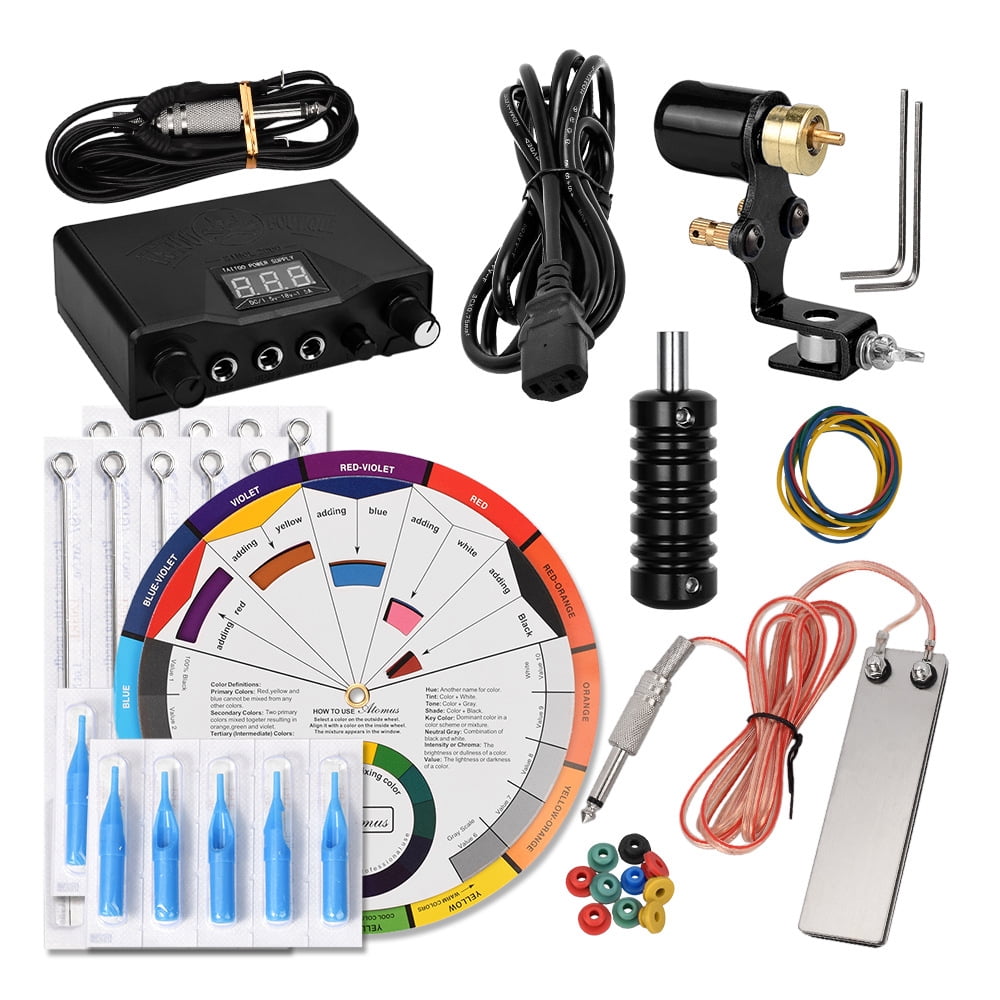 Tättoo Machine Kit with Color Wheel & Practice Set - Streamlined Design ...