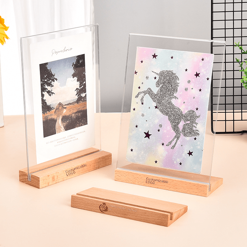 T-type acrylic table card beech wood table sign Office display card ...