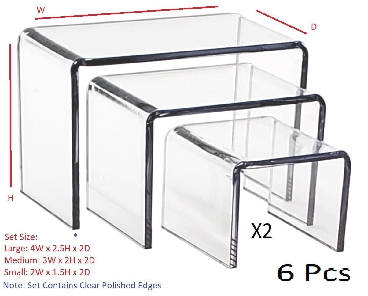T'z Tagz 2 Sets Clear Acrylic Risers Jewelry Display Stands Collectible ...