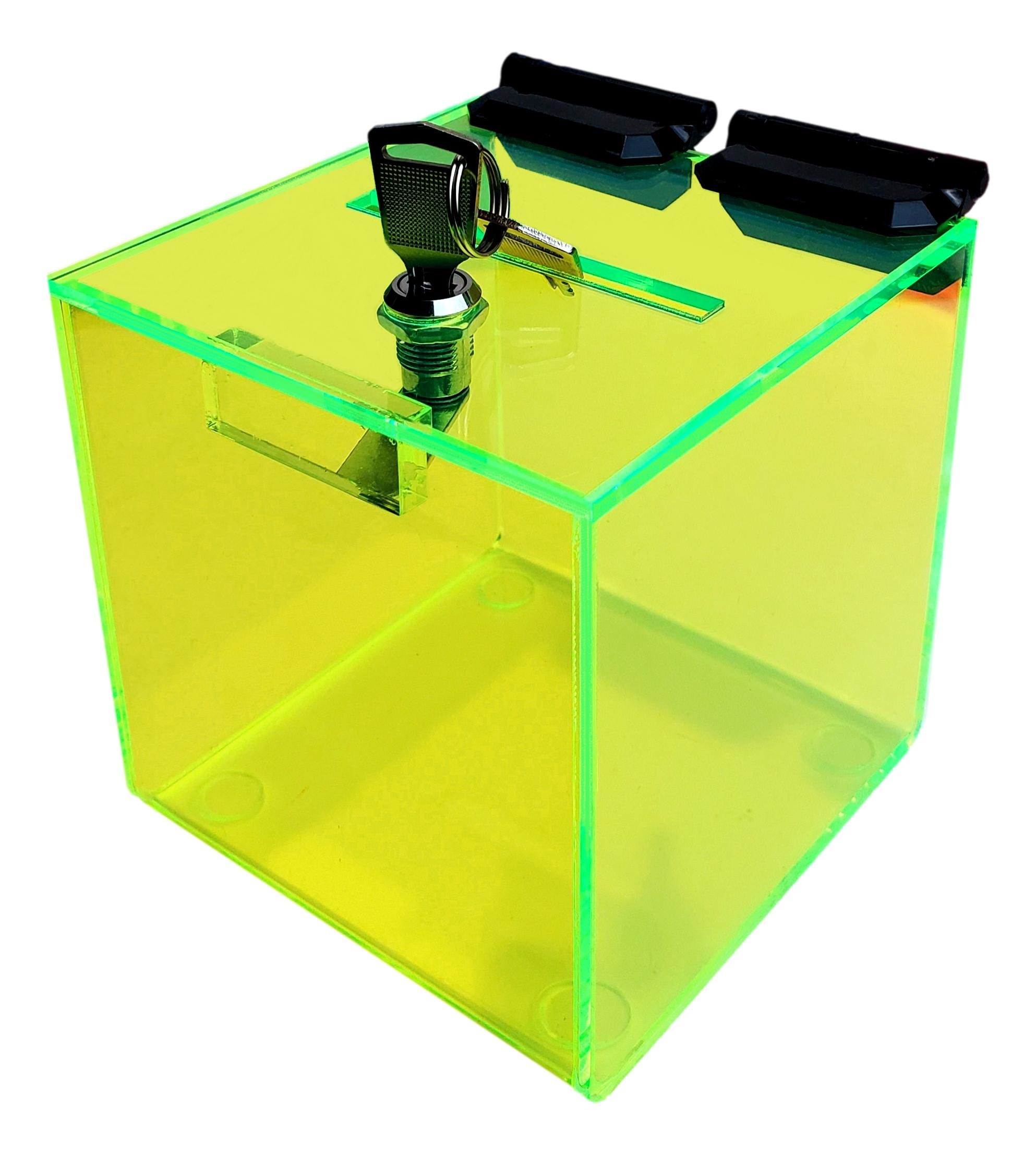 T'z Tagz 4 Inch Neon Green Acrylic Locking Donation, Ballot, Suggestion ...