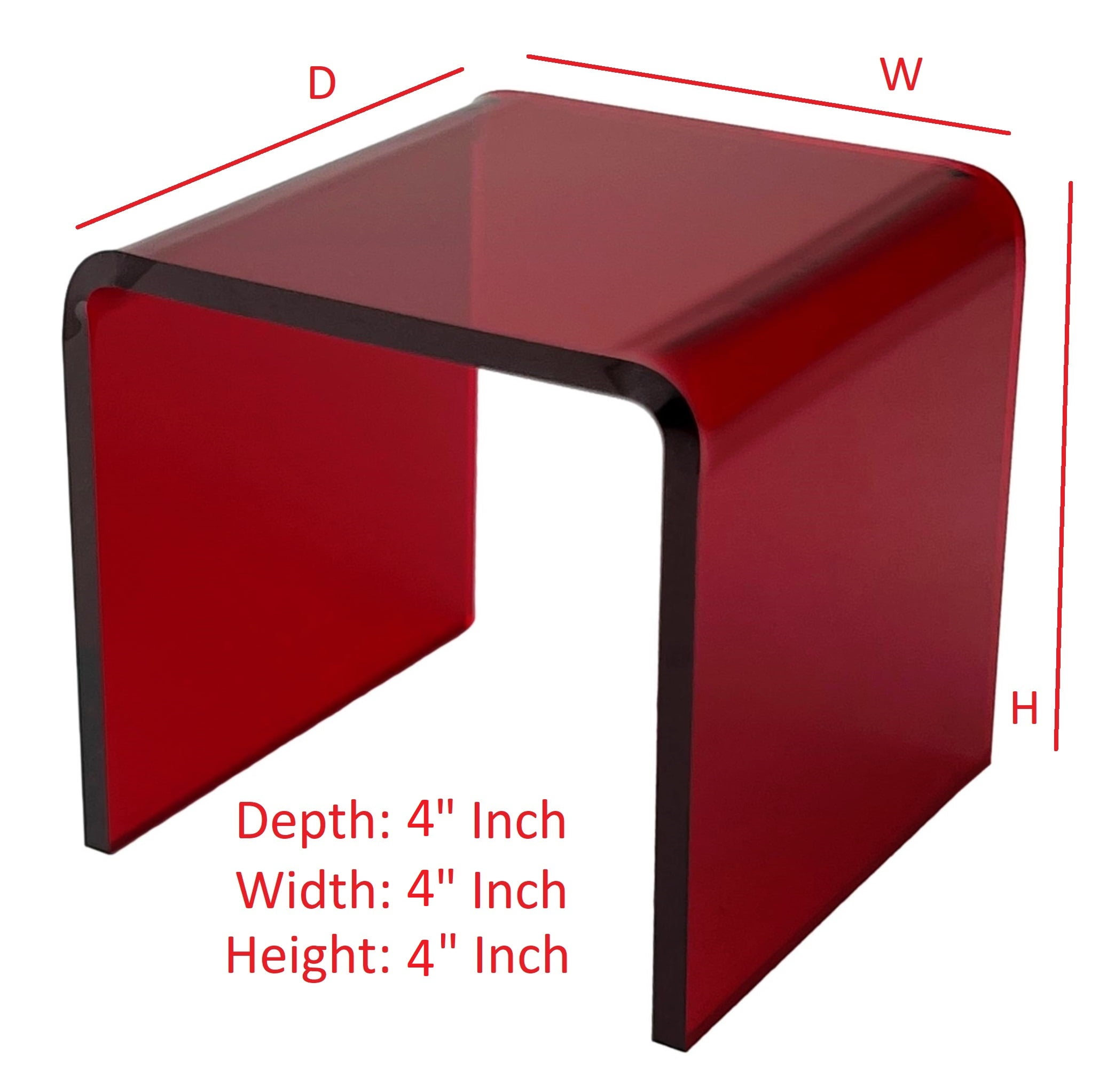 T'z Tagz 4x4x4 Inch Transparent Red Acrylic Riser Display Stands New 2 ...