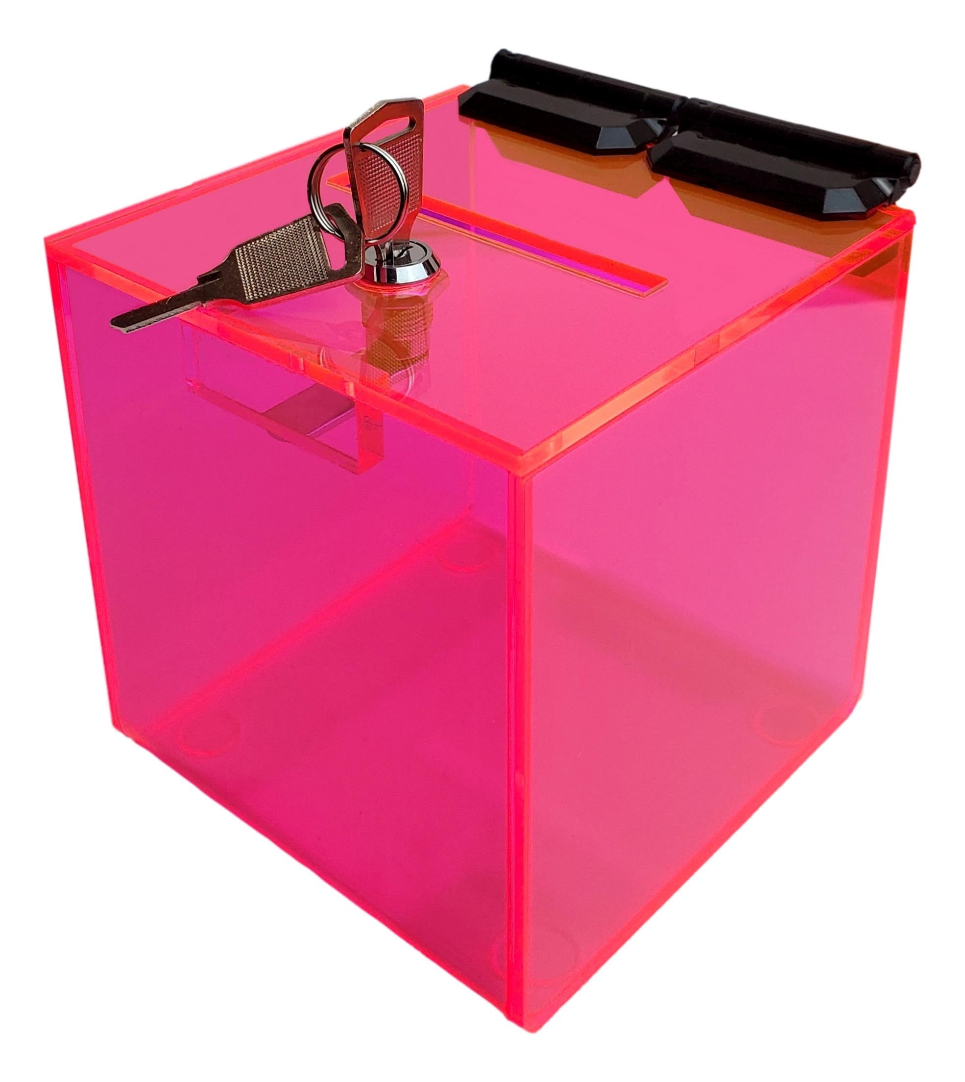 T'z Tagz 7 Inch Neon Red/Pink Acrylic Locking Donation, Ballot ...