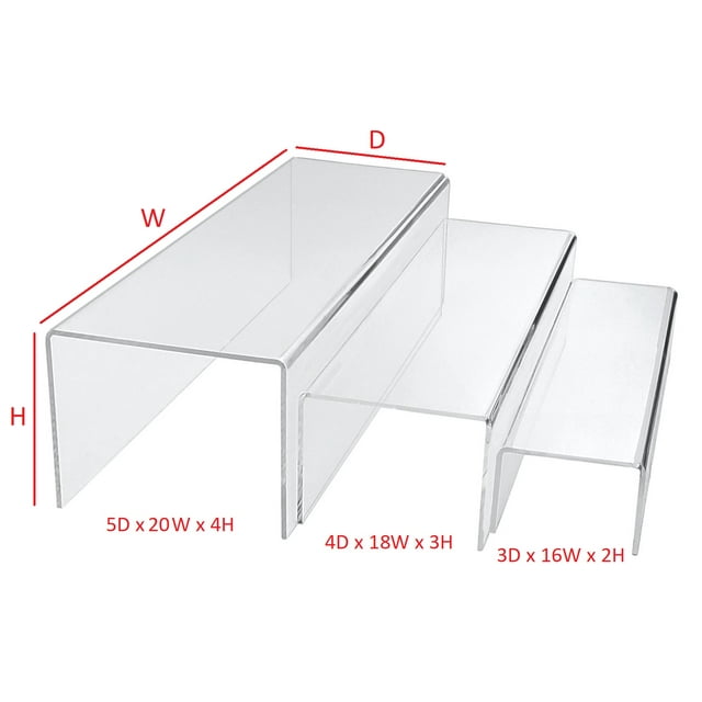 T'z Tagz Acrylic Step Display Stand Nesting Bar Style Riser Variation ...