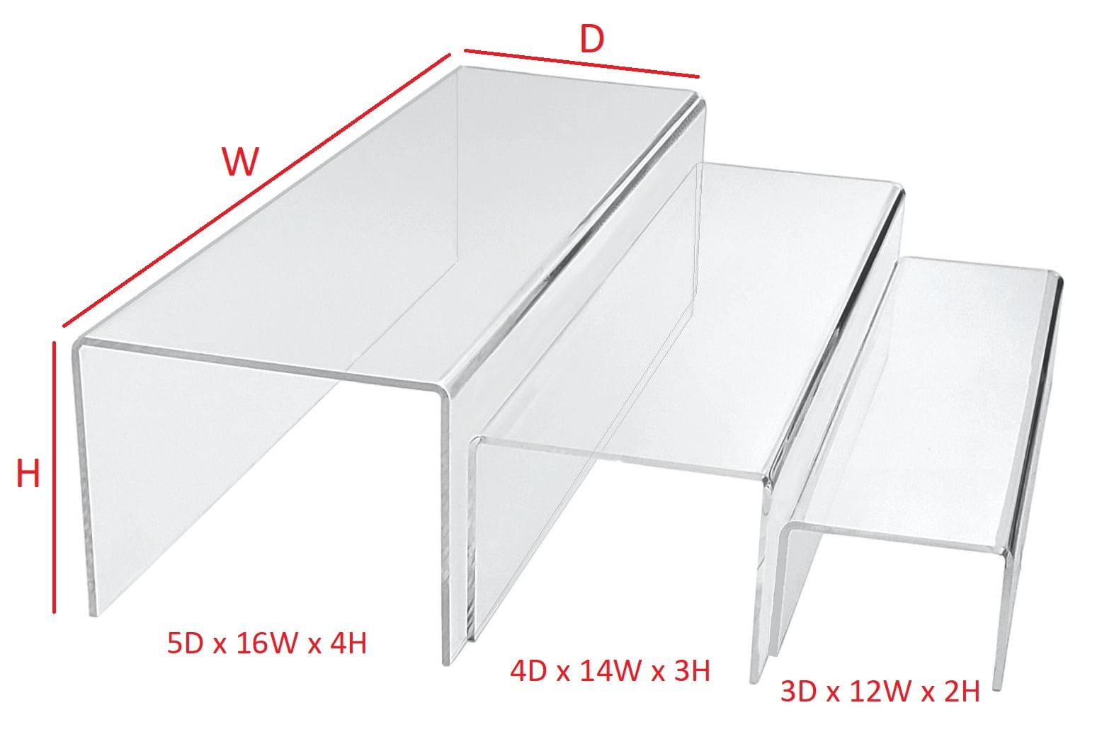 T'z Tagz Acrylic Step Display Stand Nesting Bar Style Riser Variation ...