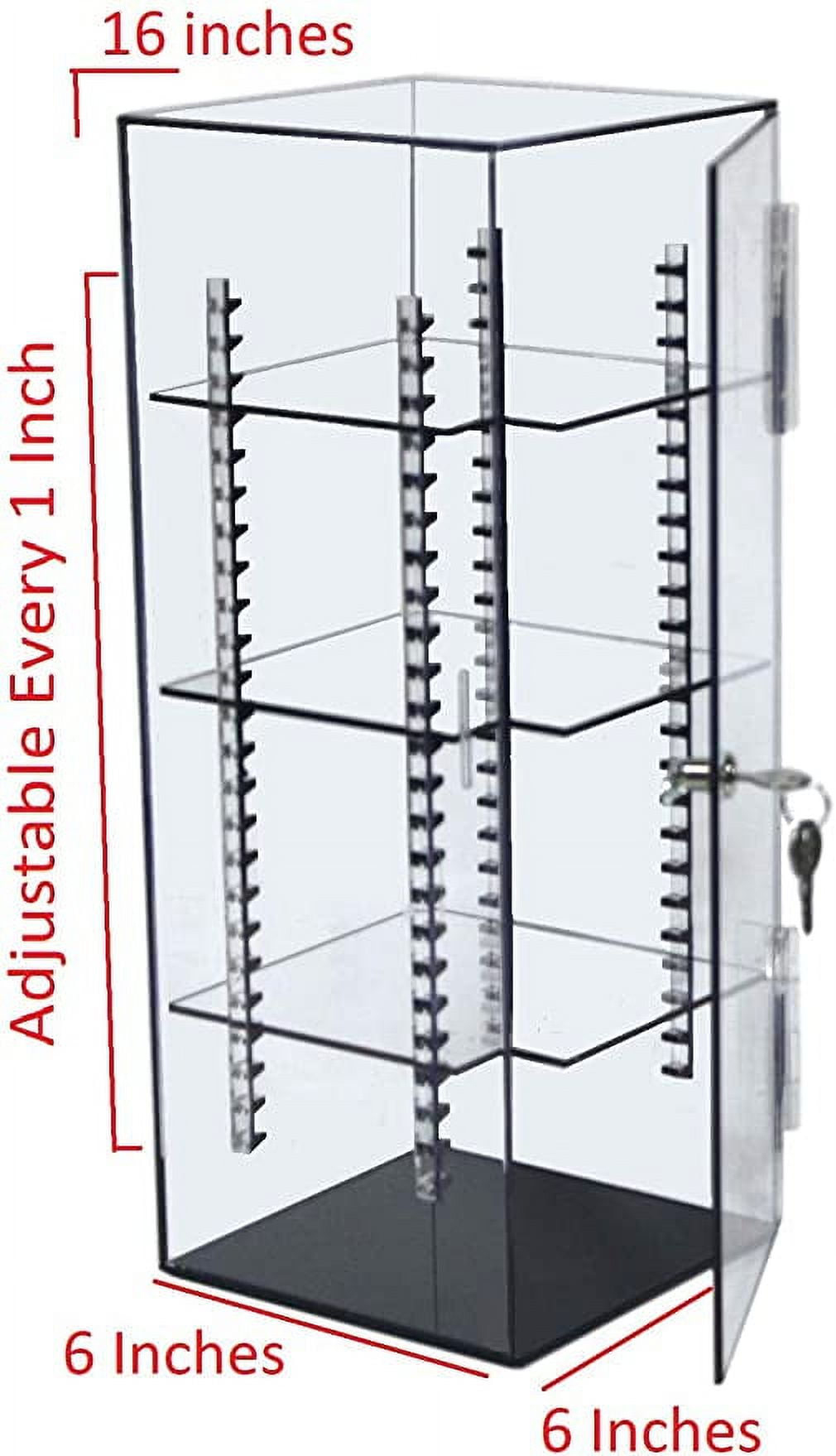T'z Tagz Clear Acrylic Display Case with Adjustable 3 Shelf 6" x 6" x ...