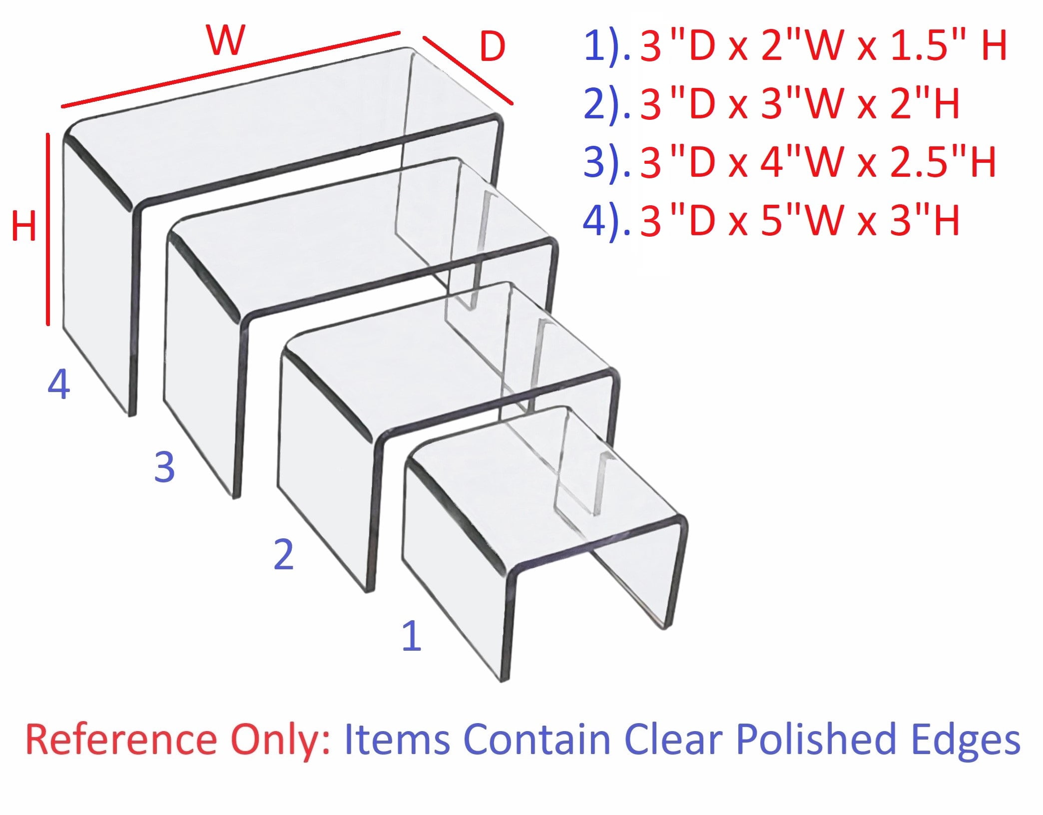 T'z Tagz Clear Acrylic Riser Showcase Display Stand 3-Inch-Deep Set ...