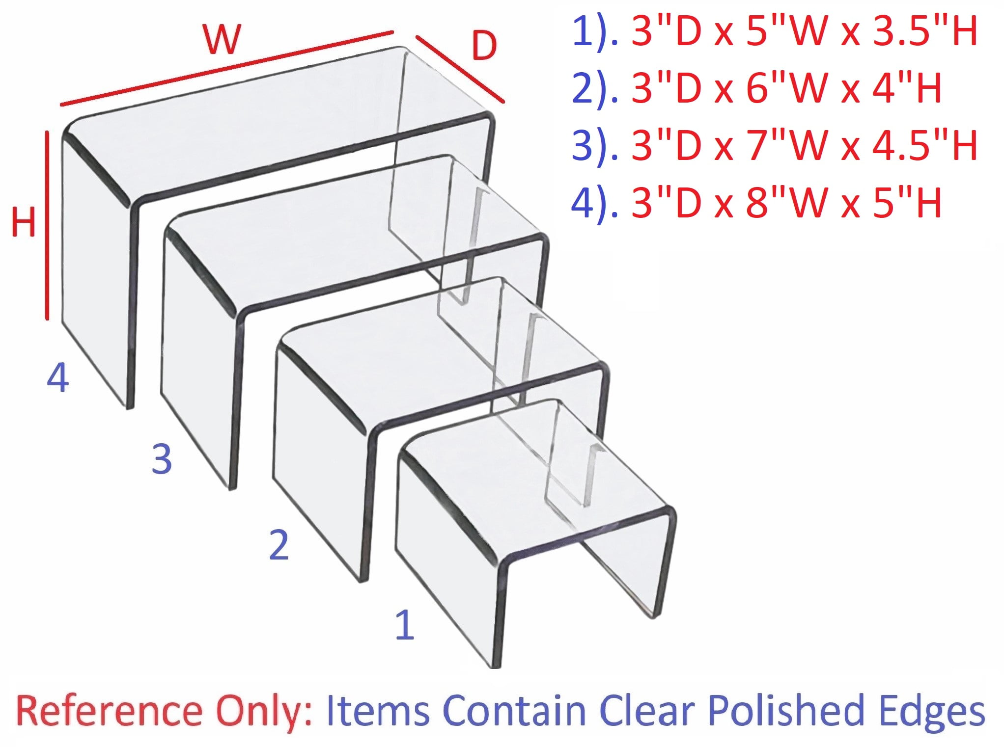 T'z Tagz Clear Acrylic Riser Showcase Display Stand 3-Inch-Deep Set ...