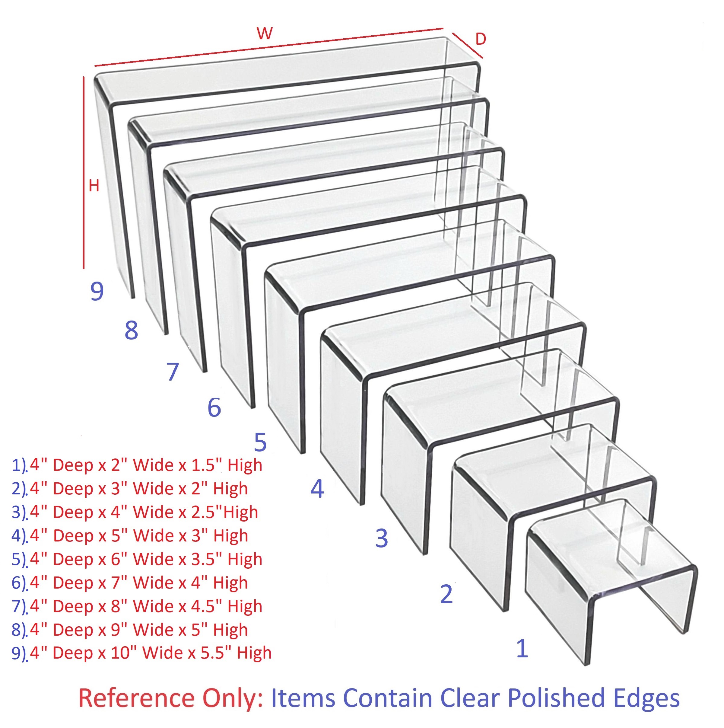 T'z Tagz Clear Acrylic Riser Showcase Display Stand 4-Inch-Deep Set ...