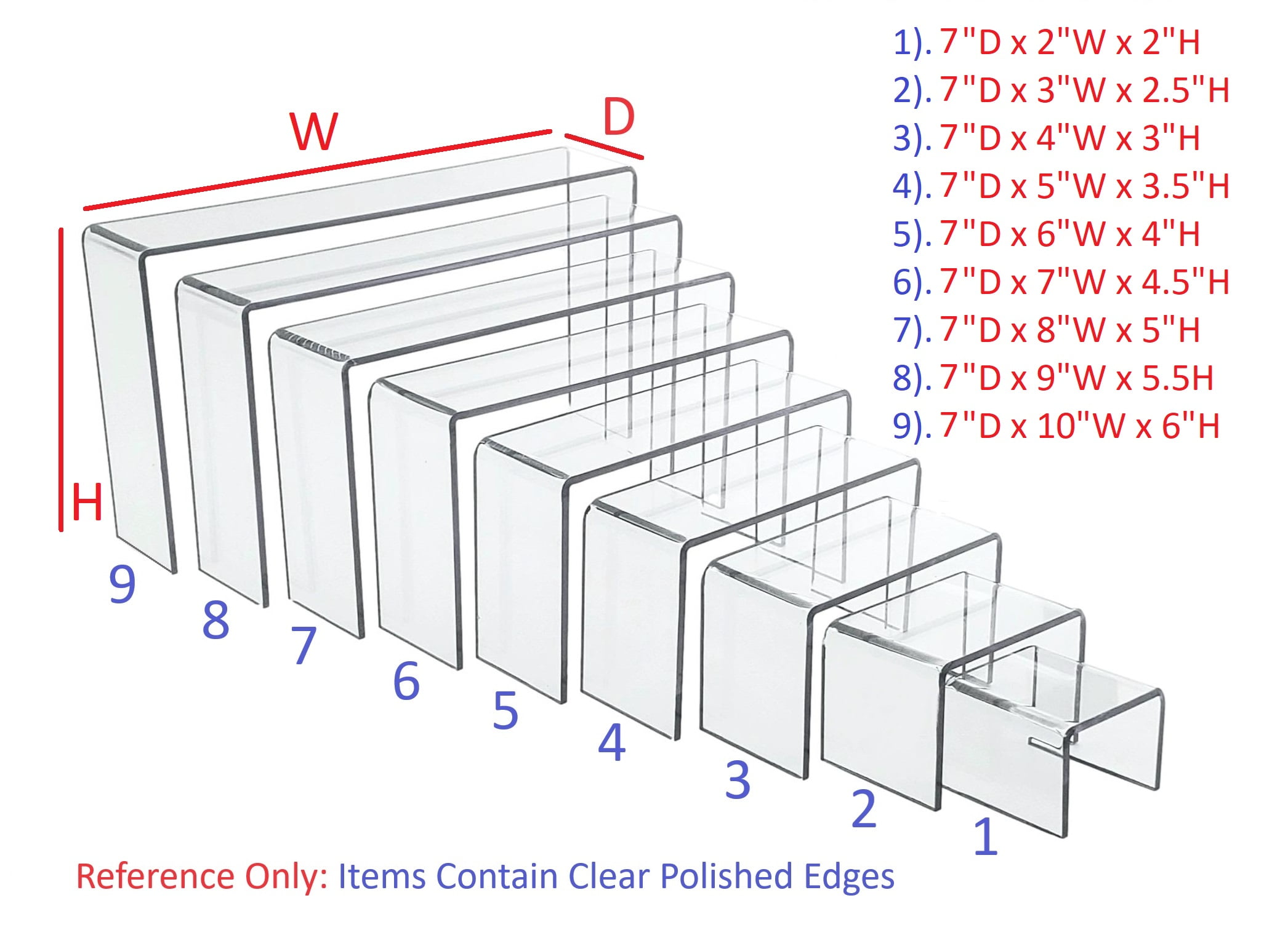 T'z Tagz Clear Acrylic Riser Showcase Display Stand 7-Inch-Deep Set ...